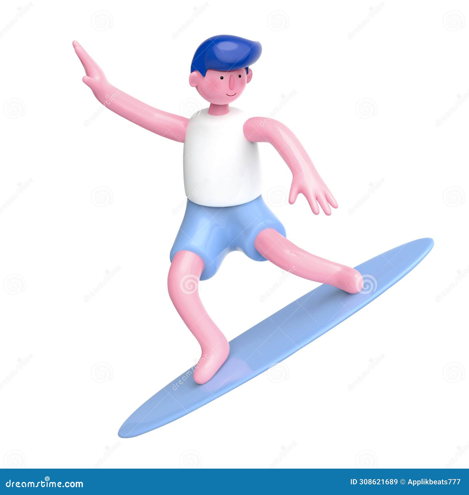 3D Cartoon Surfer Character Stock Vector - Illustration of surfer ...