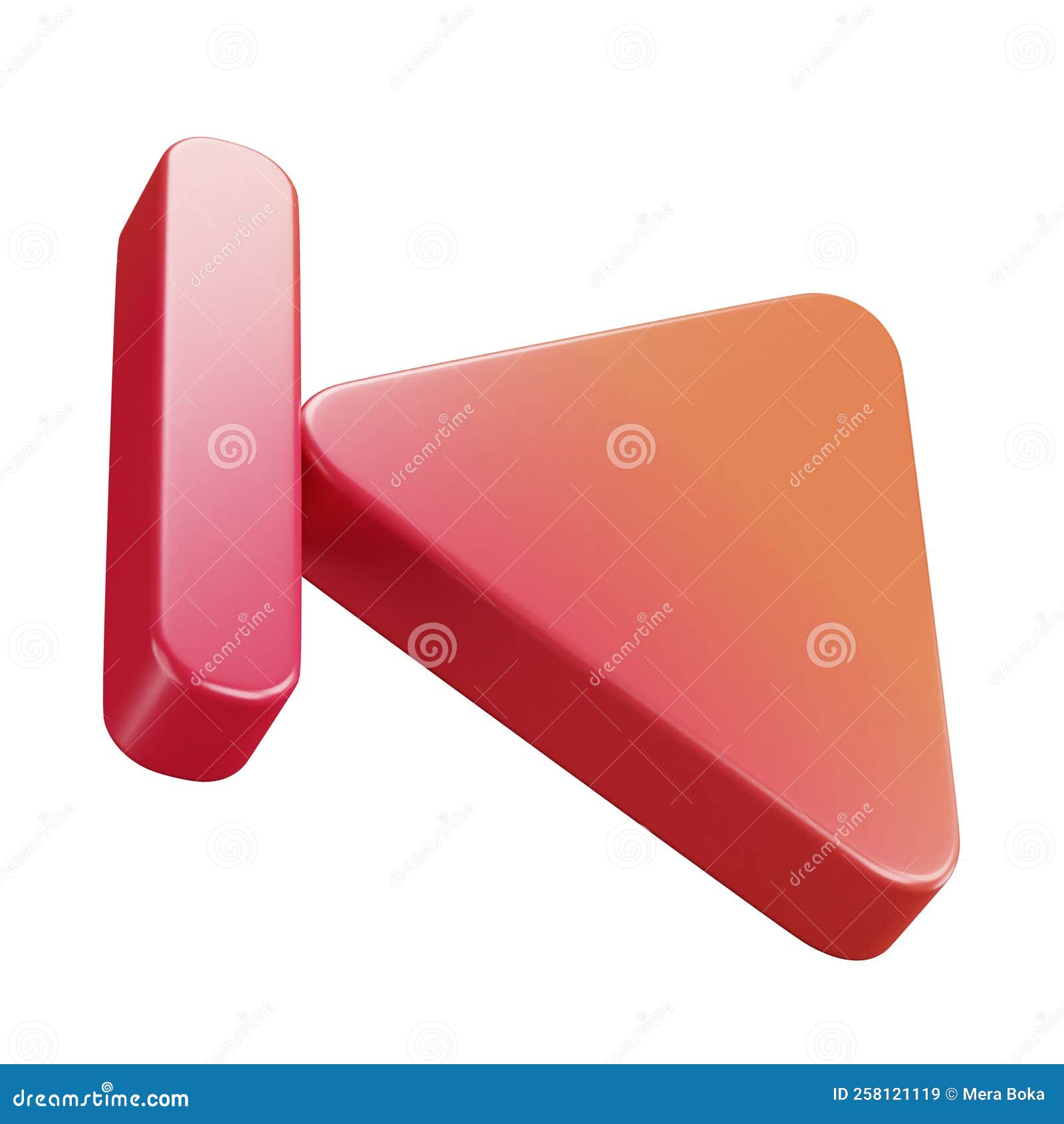 A 3D Cartoon Icon or Emblem of a Backwards or Rewind or Scrub Back ...