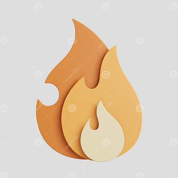 A 3D Cartoon Icon or Emblem of a Fire or Ember Stock Illustration ...