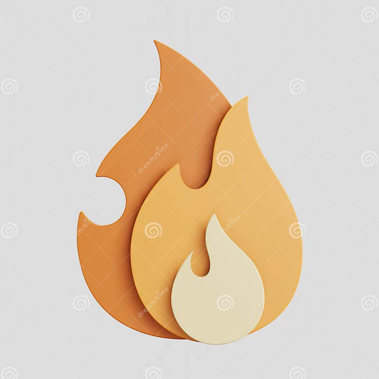 A 3D Cartoon Icon or Emblem of a Fire or Ember Stock Illustration ...