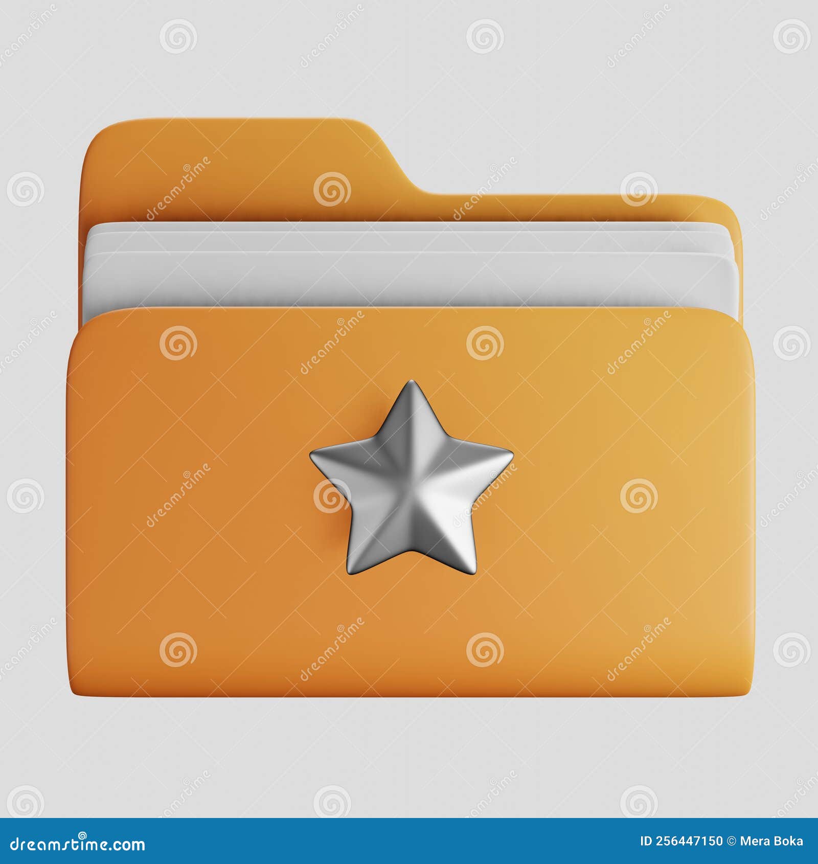 A 3D Cartoon Icon or Emblem of a Folder with Files on a Computer Stock ...