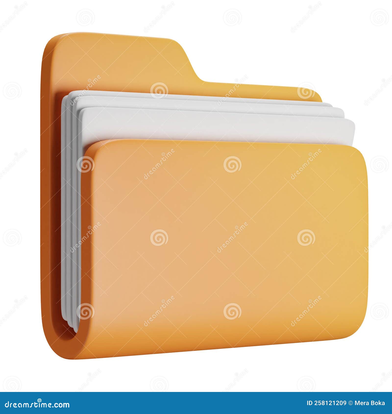 A 3D Cartoon Icon or Emblem of a Folder with Files on a Computer Stock ...