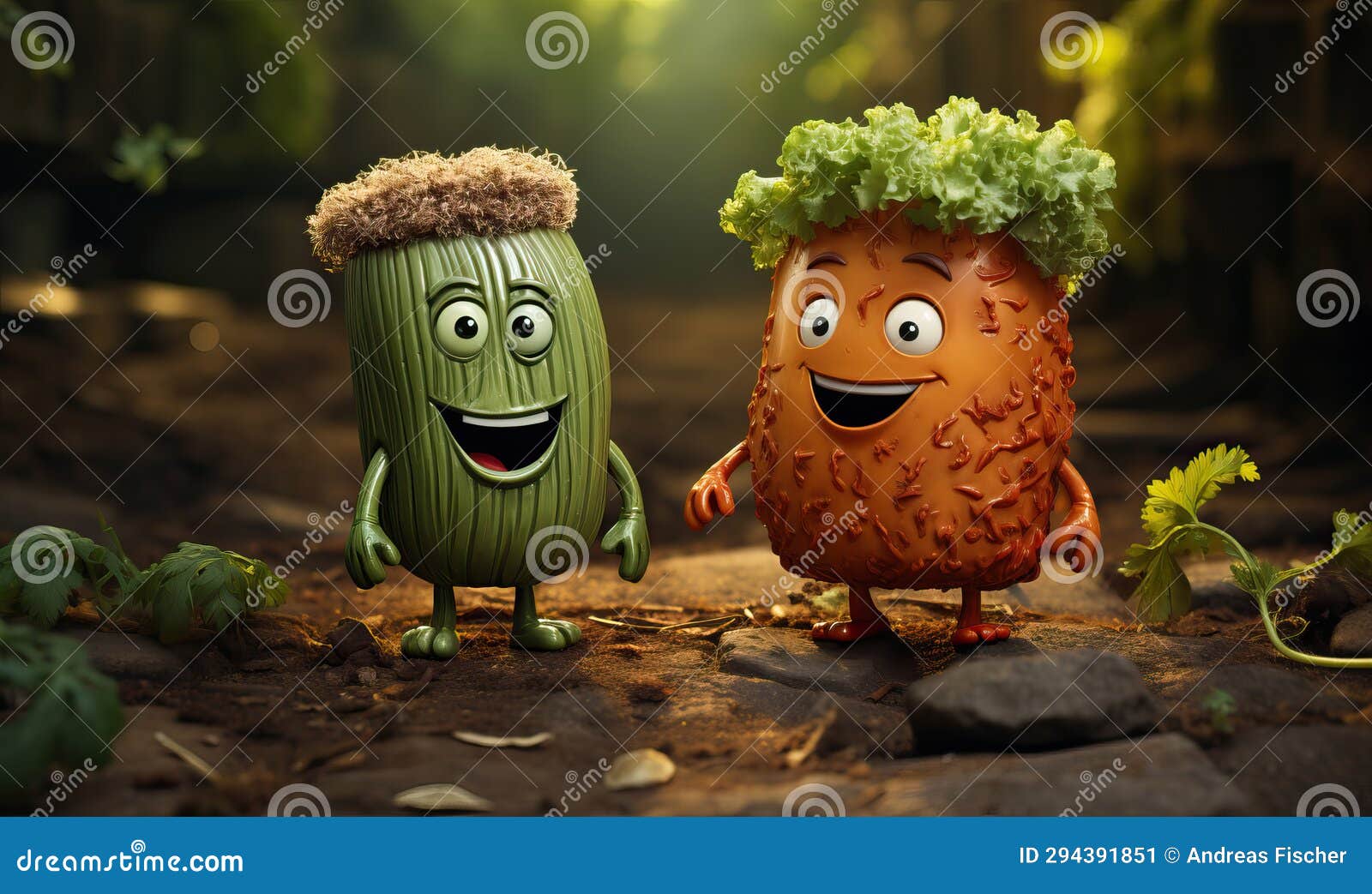 3D Cartoon Vegetables Talking To Each Other. Stock Image - Image of ...