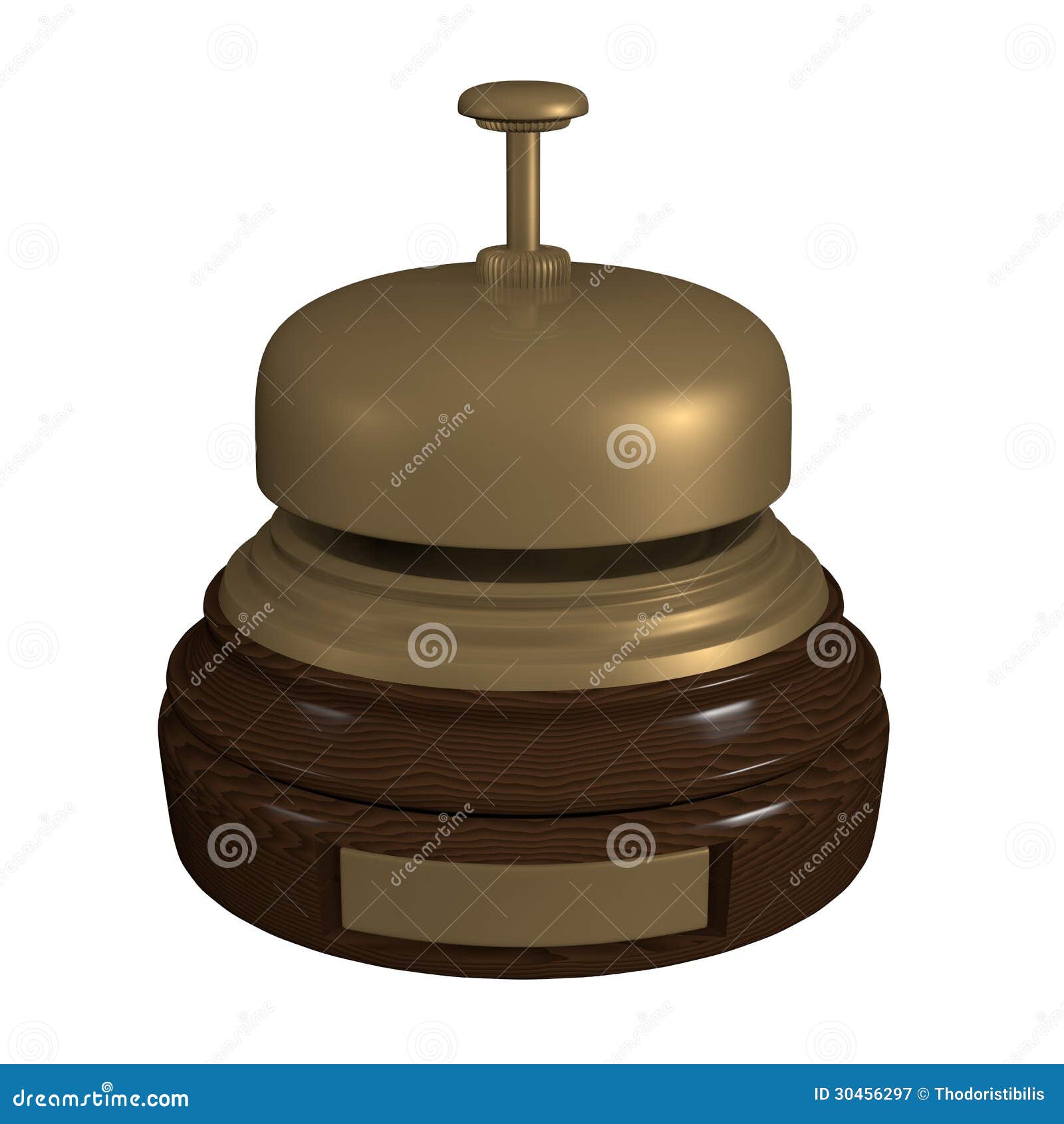 3D Cartoon Wooden and Metallic Reception Bell Stock Illustration ...