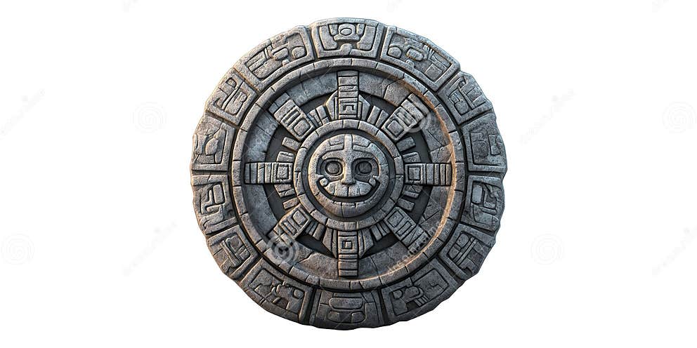 3D Carved Circular Stone Disk Isolated on Transparent Background Stock ...