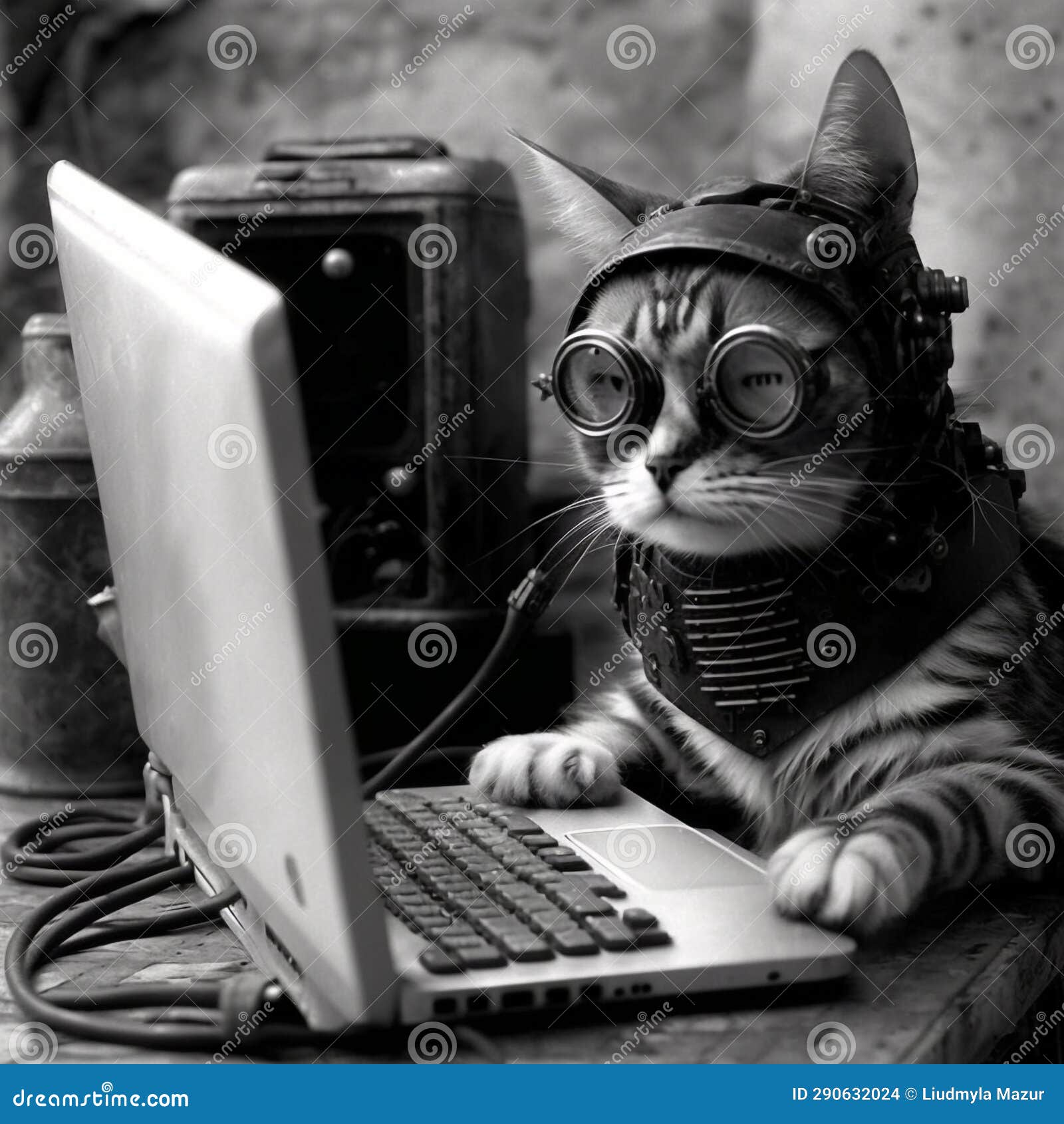 3D Cat Hacker Commanding the Computer Ai Generation Stock Photo - Image ...