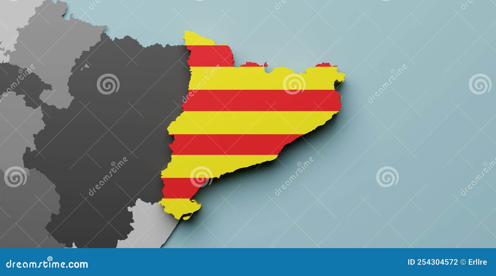 3d Catalonia Region Flag and Map Stock Illustration - Illustration of ...