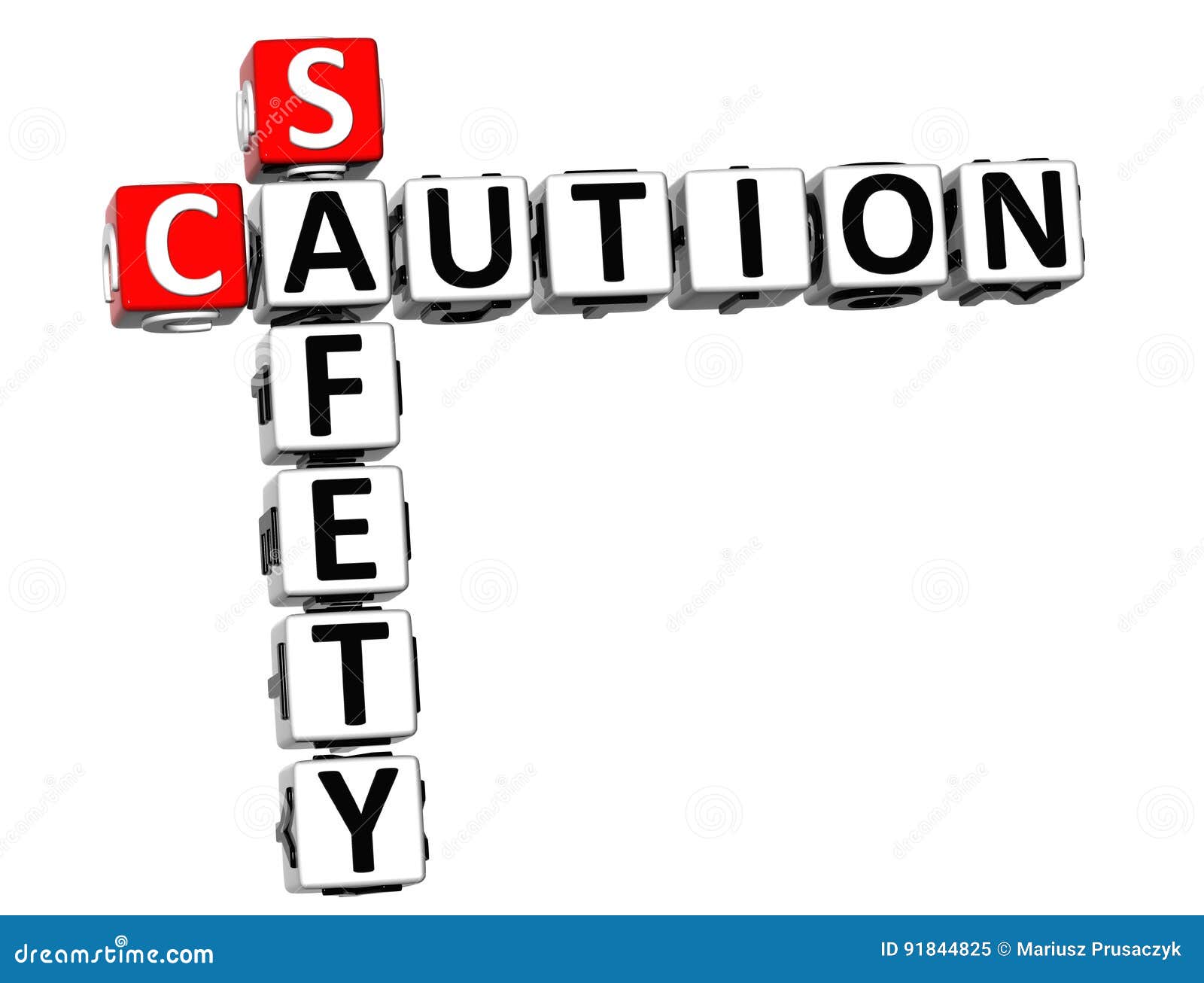 3D Caution Safety Crossword on White Background Stock Illustration ...