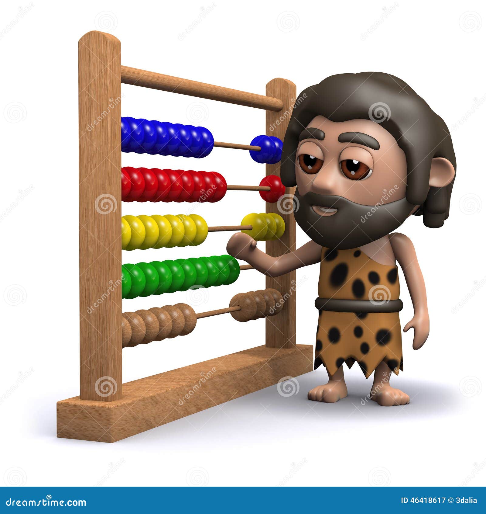3d Caveman with an abacus stock illustration. Illustration of grunt ...