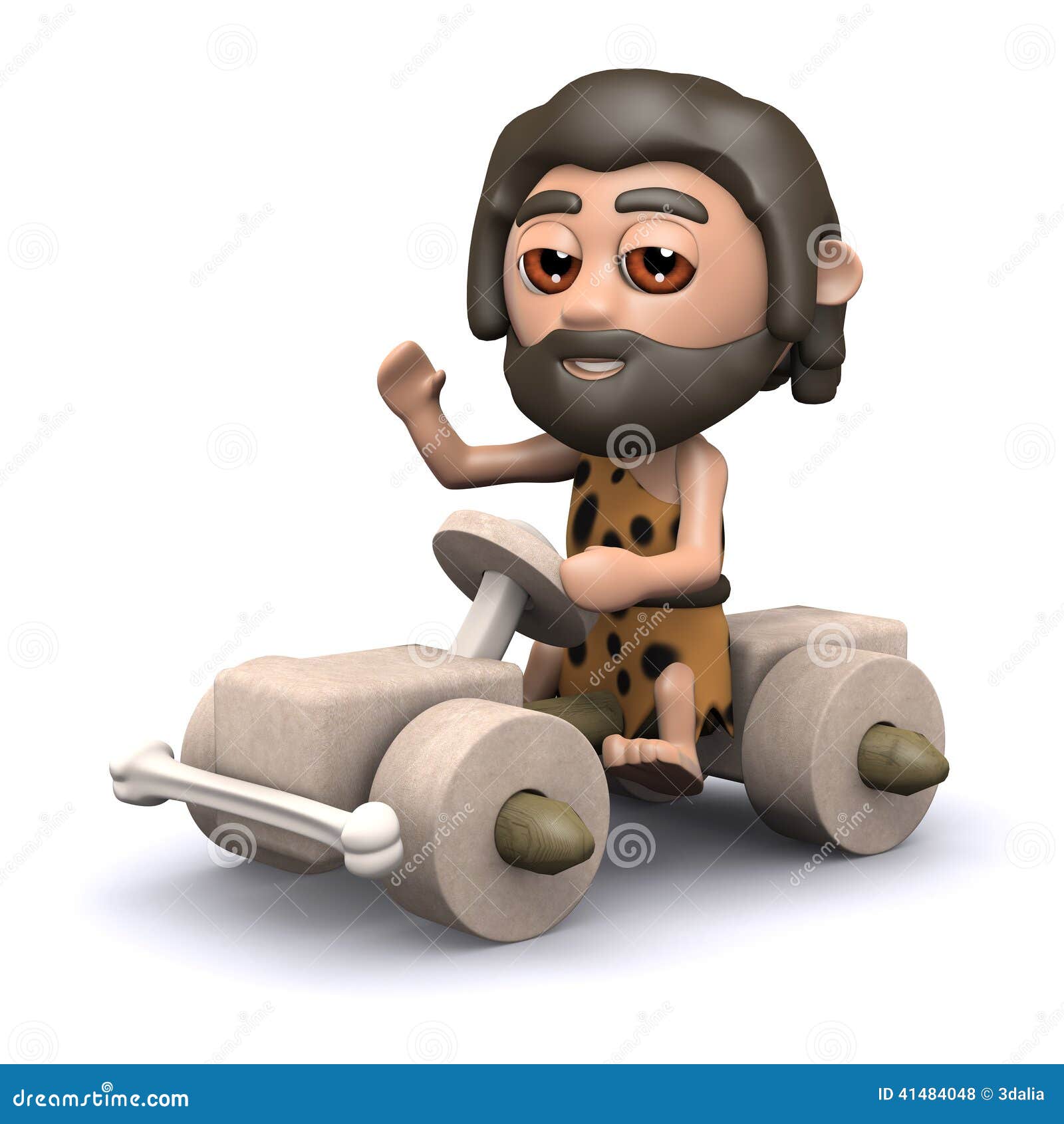 3d Caveman Driving Stone Age Car Stock Vector - Illustration of ...