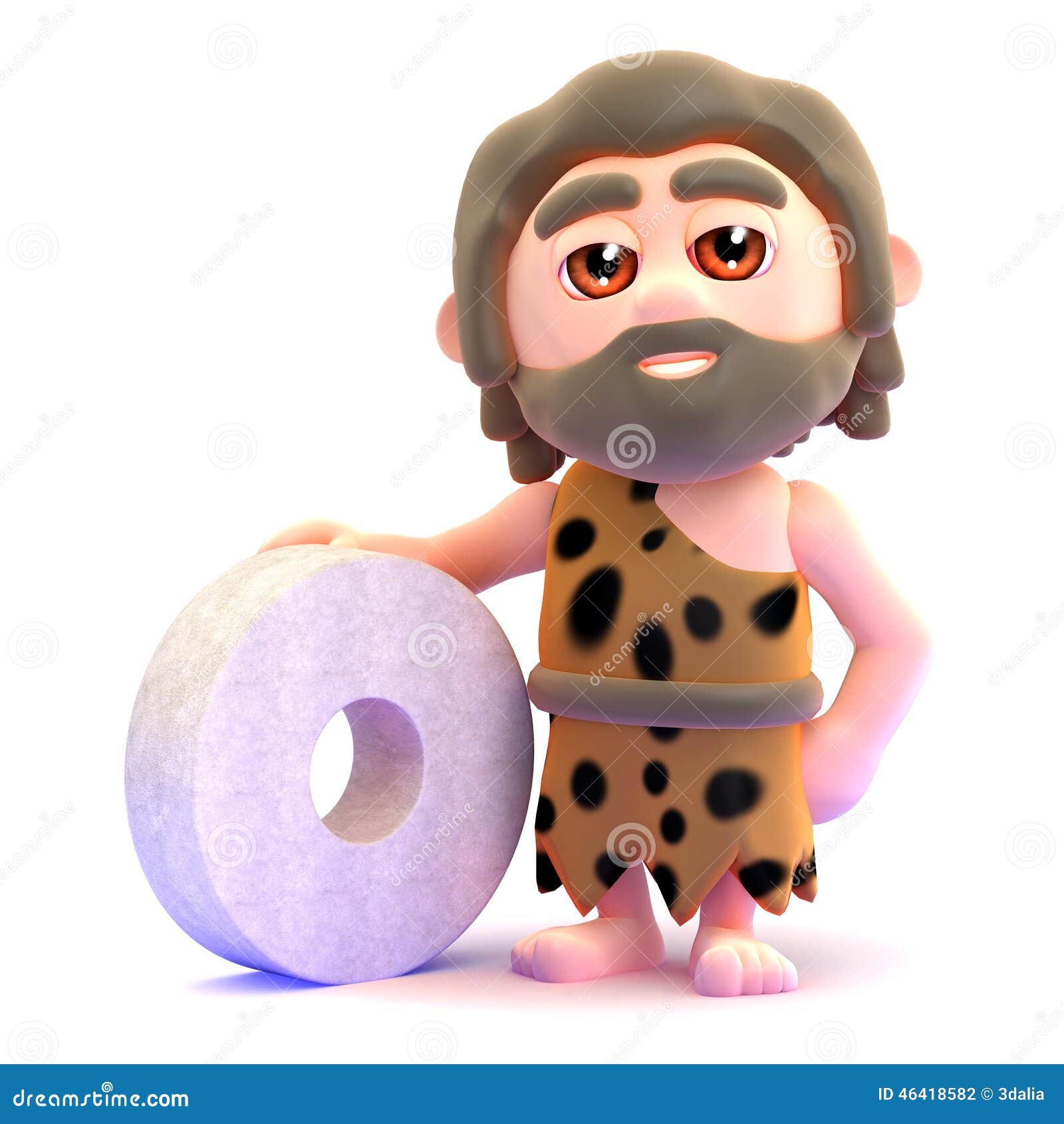 3d Caveman Has Perfected the Wheel Stock Illustration - Illustration of ...