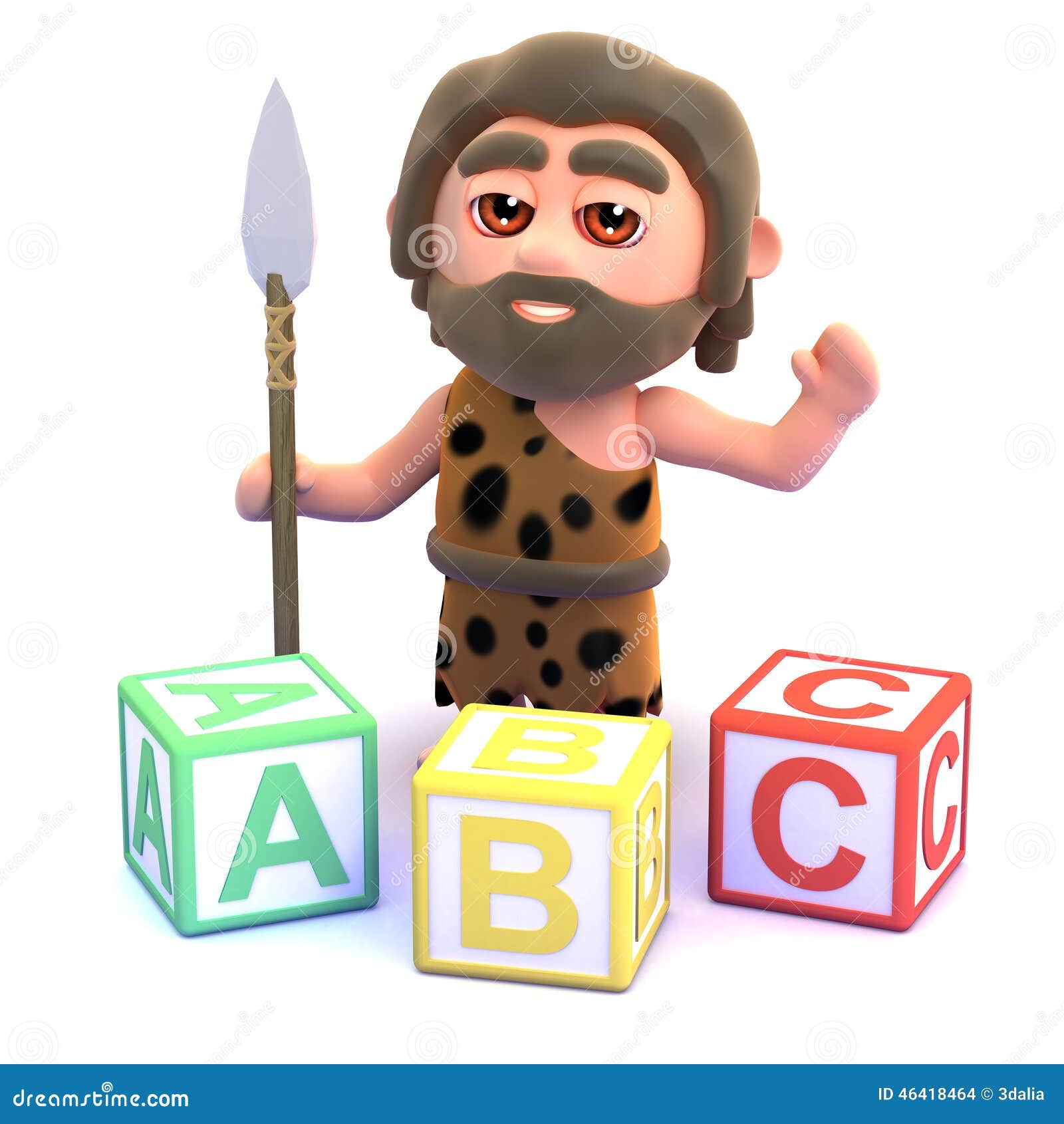 3d Caveman Learns the Alphabet Stock Illustration - Illustration of ...
