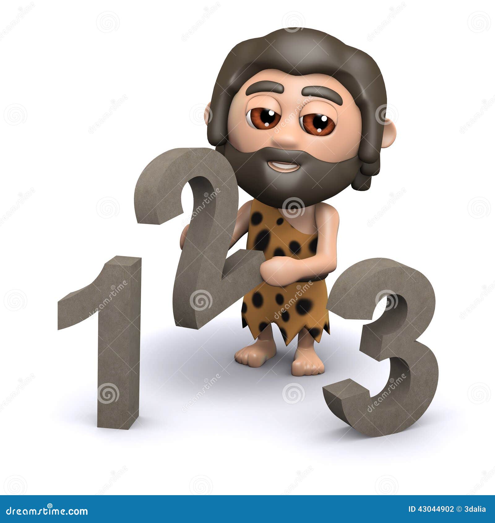 3d Caveman Learns To Count Stock Illustration Illustration Of Rough 43044902