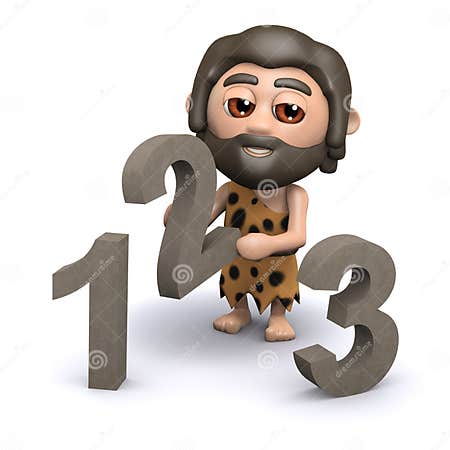 3d Caveman learns to count stock illustration. Illustration of rough ...