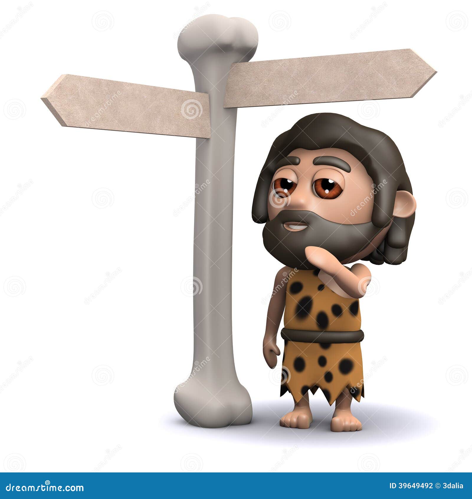3d Caveman is lost stock illustration. Illustration of crossroads ...