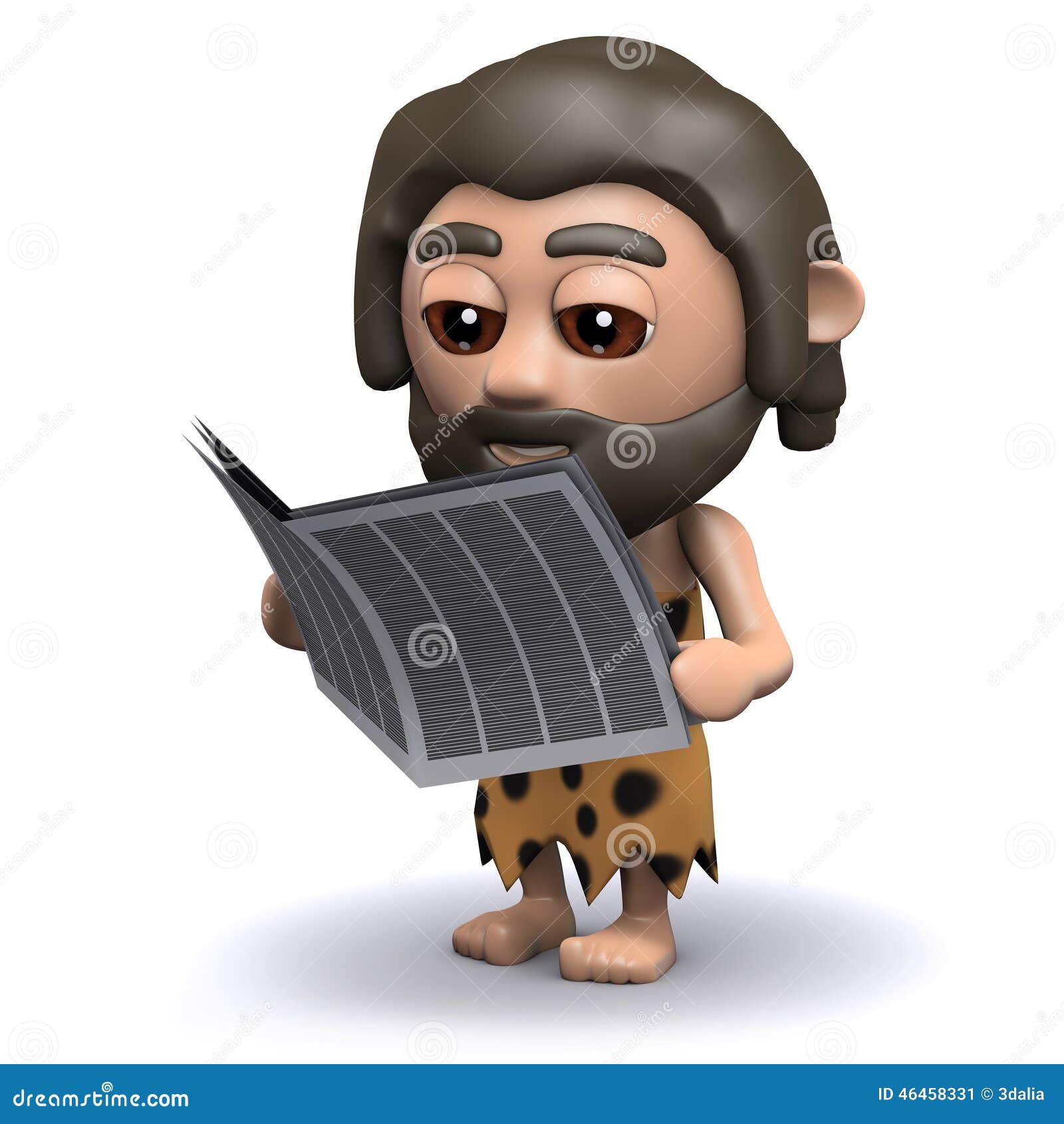 3d Caveman Reads a Newspaper Stock Illustration - Illustration of ...