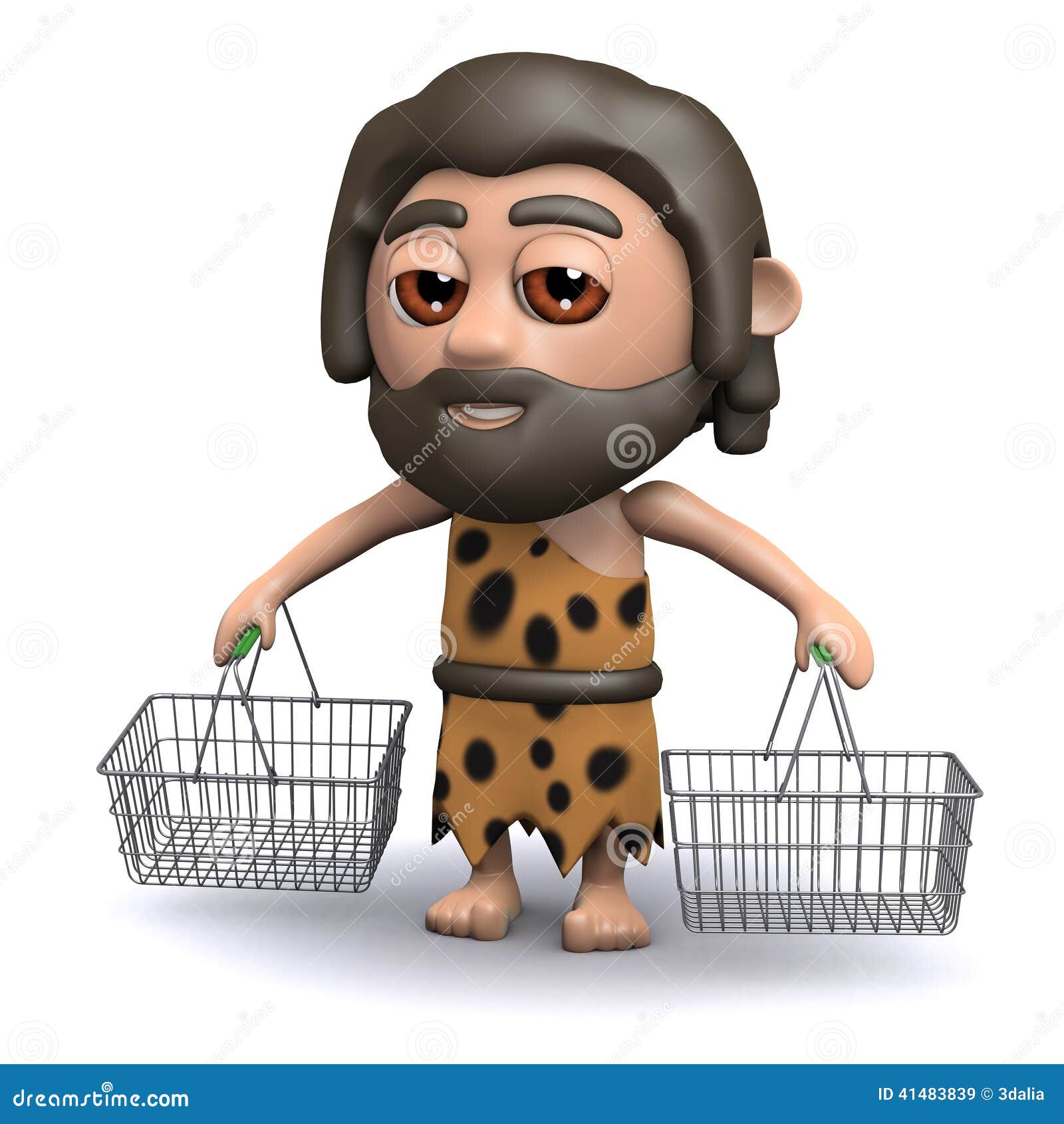 Caveman Shopping Furs Branches Store Vector Graphics Illustration ...