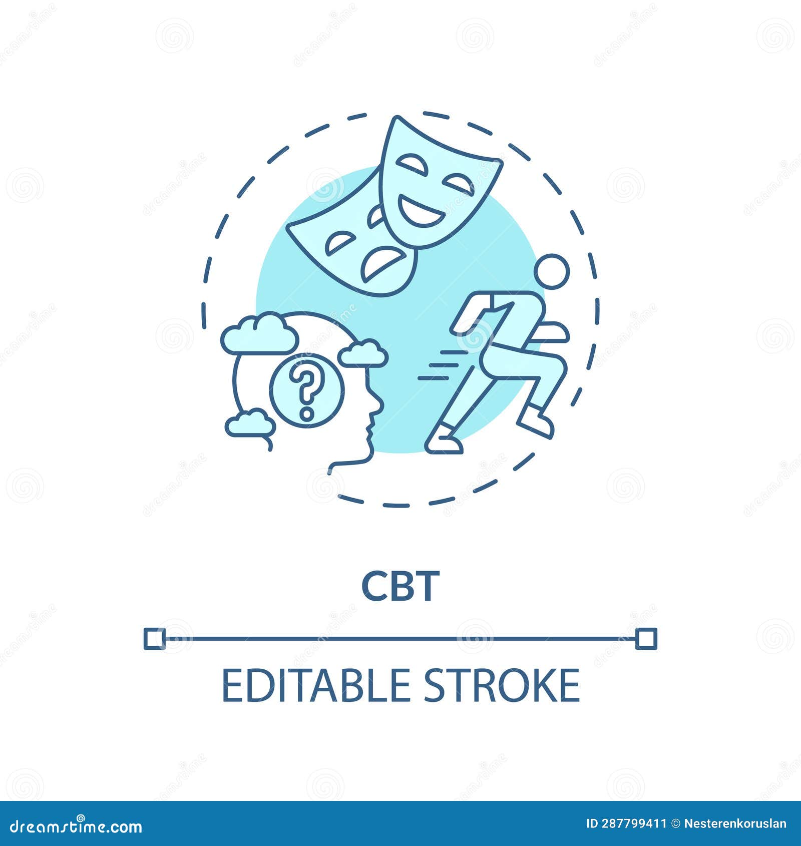 2D CBT Blue Line Icon Concept Stock Vector - Illustration of flat ...