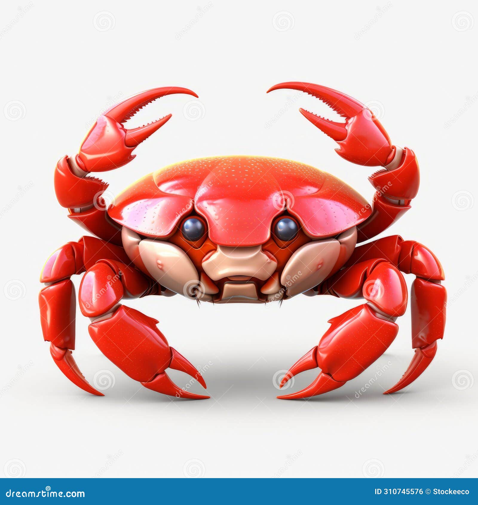 Red Crab 3d Model Art: Blocky, Modular Design With Monochromatic Color ...