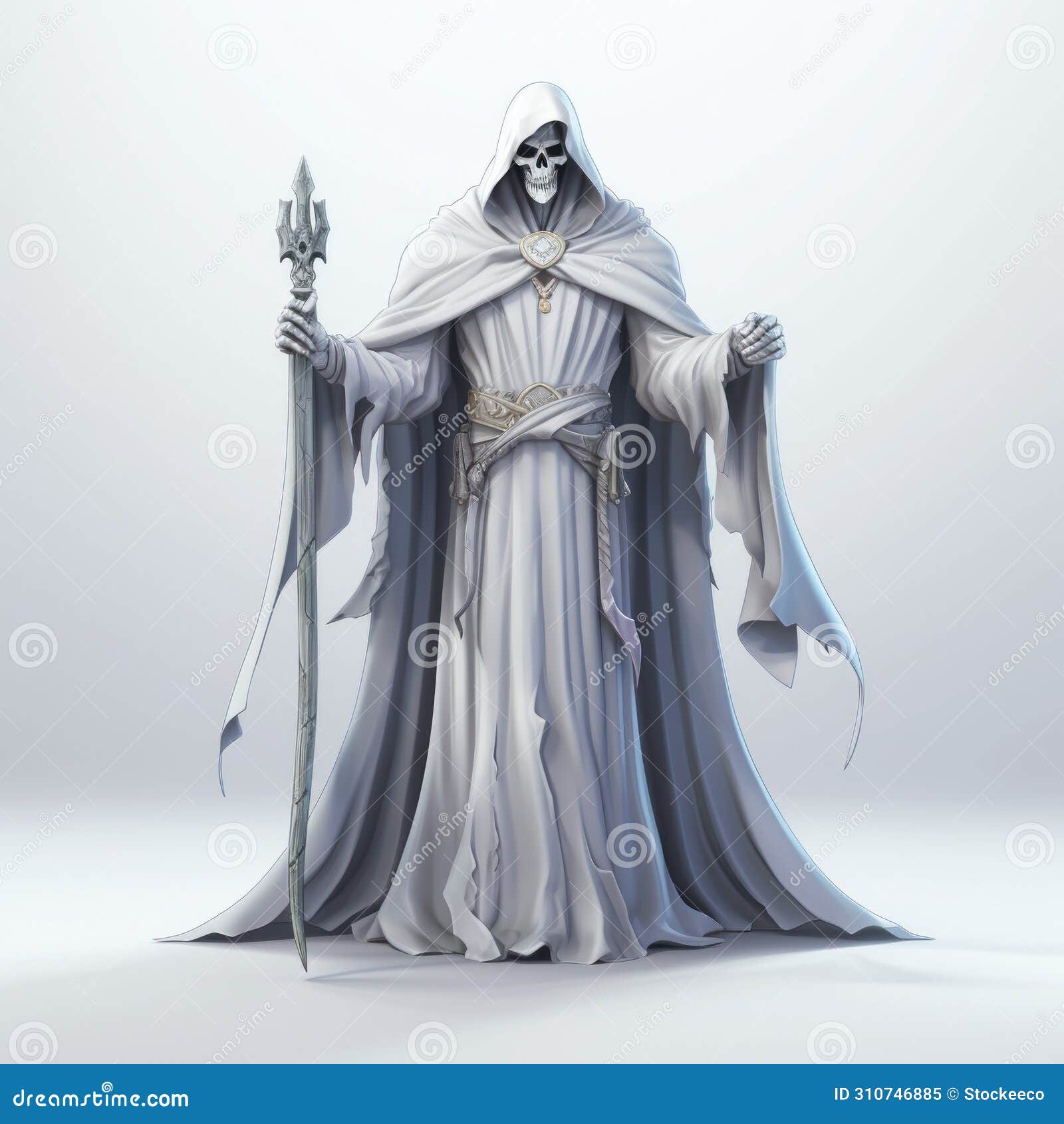 Minimalist Cel Shaded 3d Lich Character on White Background Stock ...