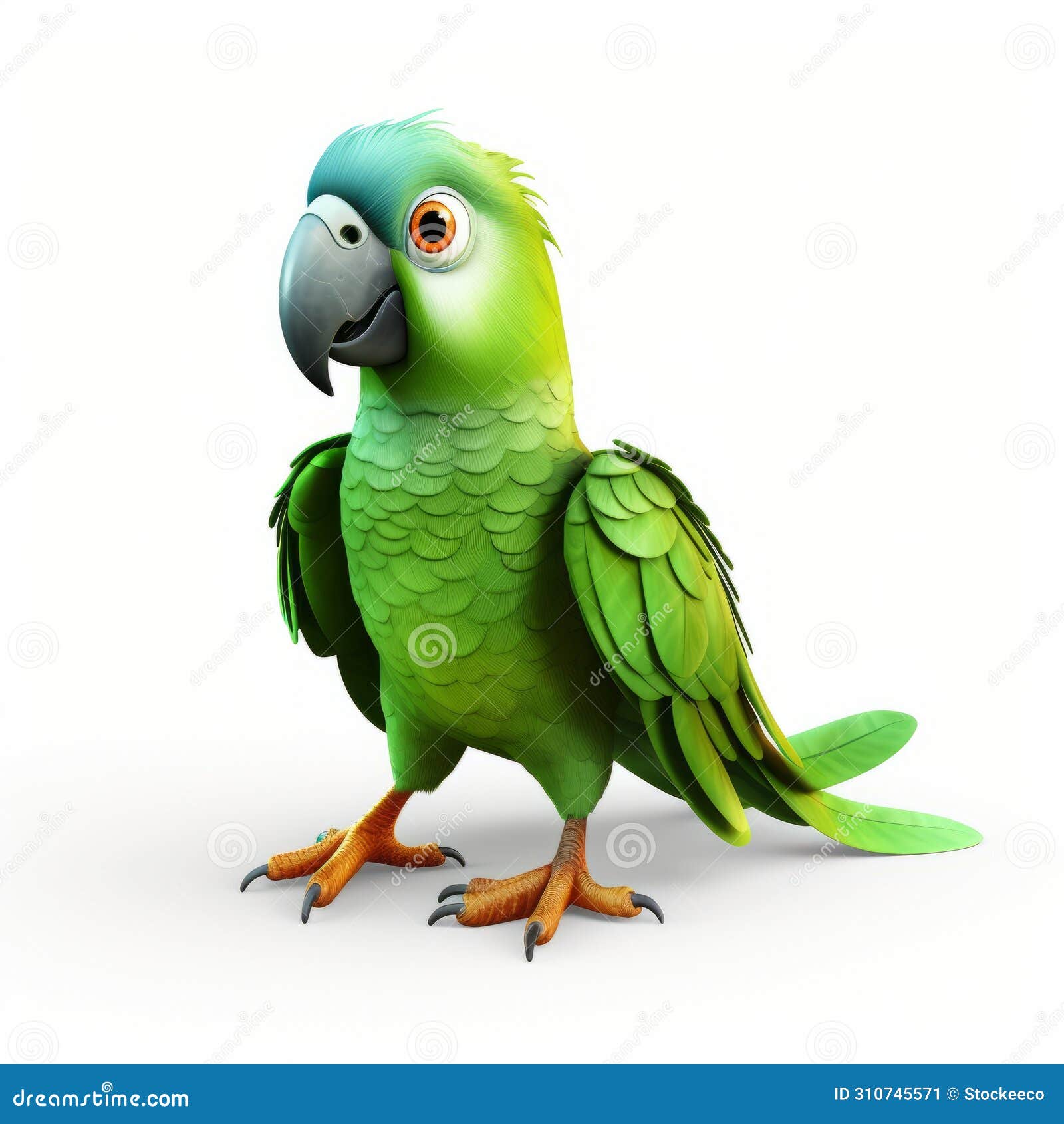 3d Cel Shaded Parrot Pose on White Background - Full Body Stock Illustration - Illustration of ...