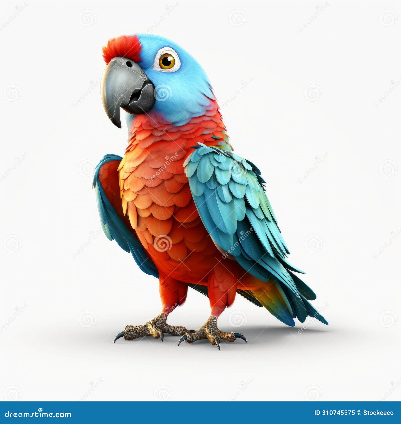 3d Cel Shaded Parrot Render on White Background Stock Illustration ...