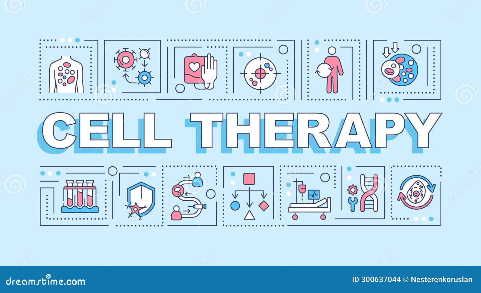 2D Cell Therapy Text with Creative Thin Line Icons Stock Illustration ...