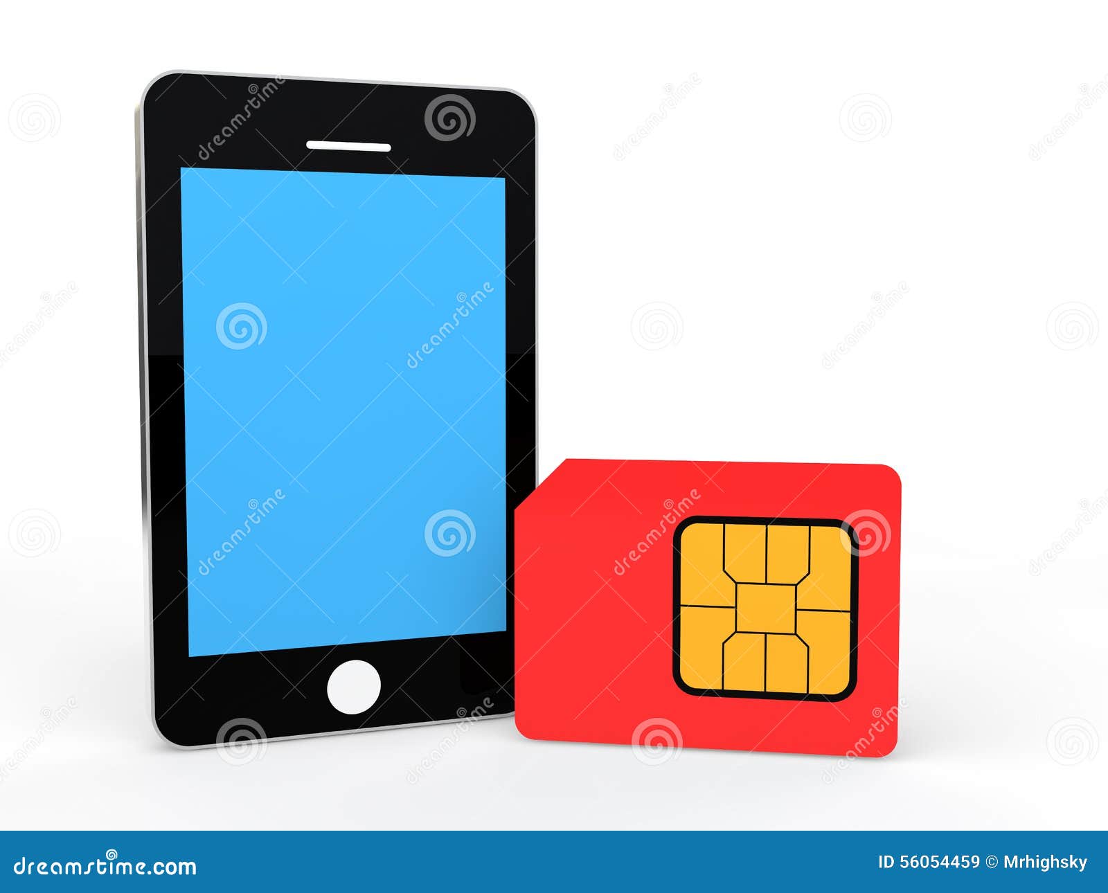 3d cellphone and SIM card stock illustration. Illustration of white ...