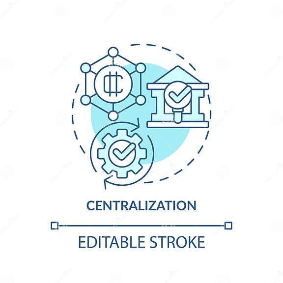2D Centralization Blue Line Icon Concept Stock Illustration ...