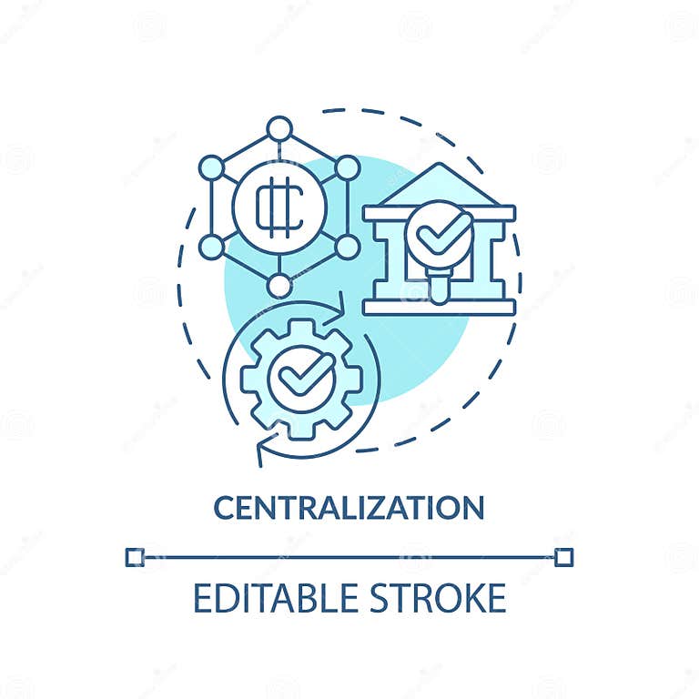 2D Centralization Blue Line Icon Concept Stock Illustration ...