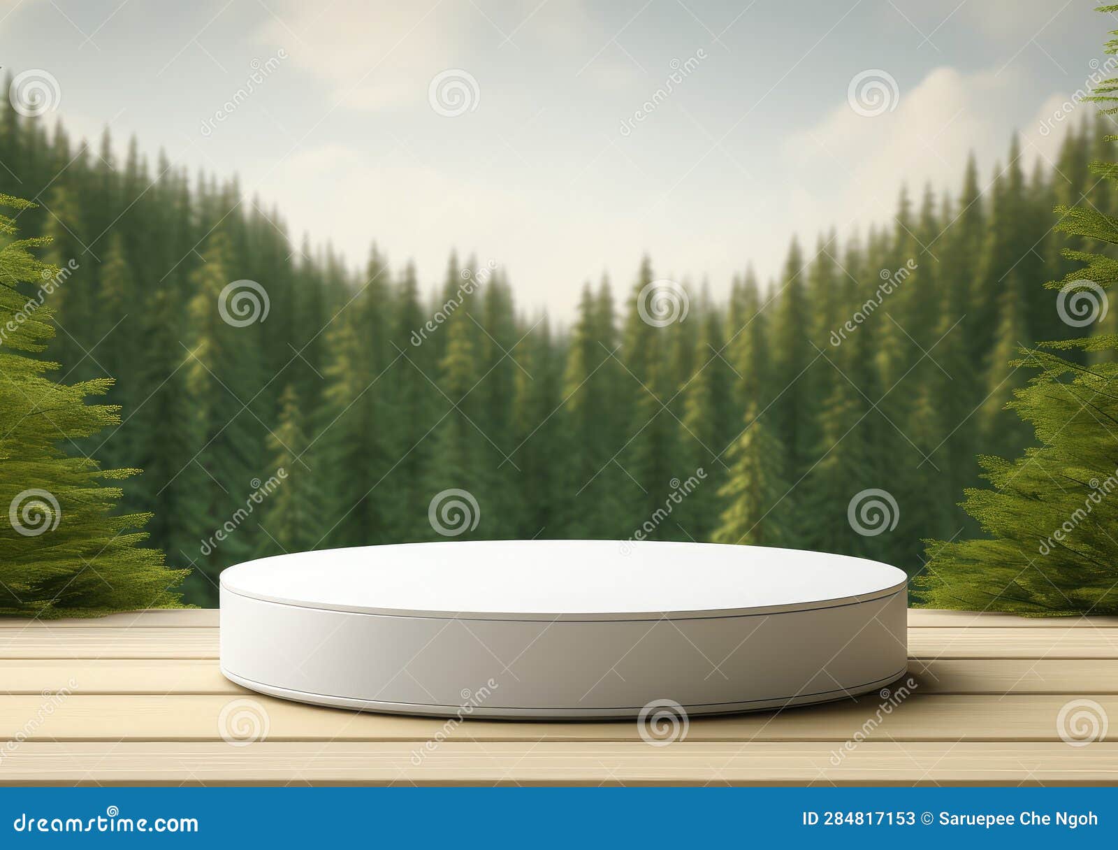 3D Ceramic Round Podium Stage Product Display with Nature Scenery ...