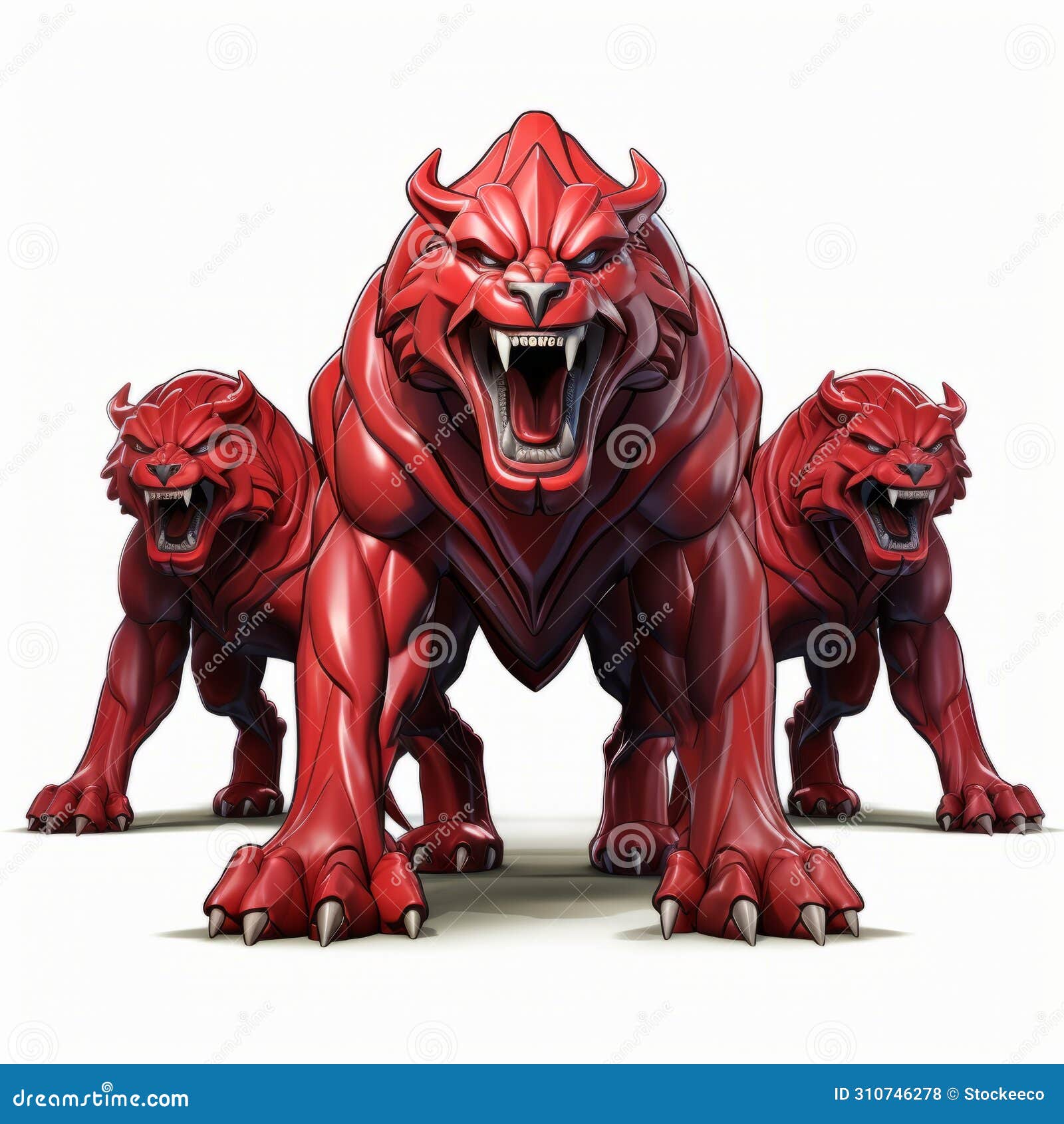 Cel Shaded Cerberus 3d Model with White Background Full Body Shot Stock ...