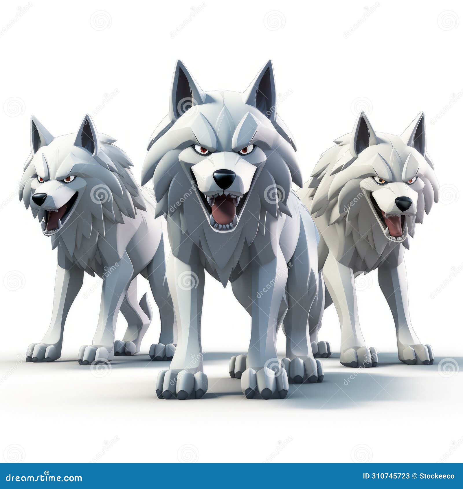 Cel Shaded Cerberus 3d Model With White Background Full Body Shot Stock ...