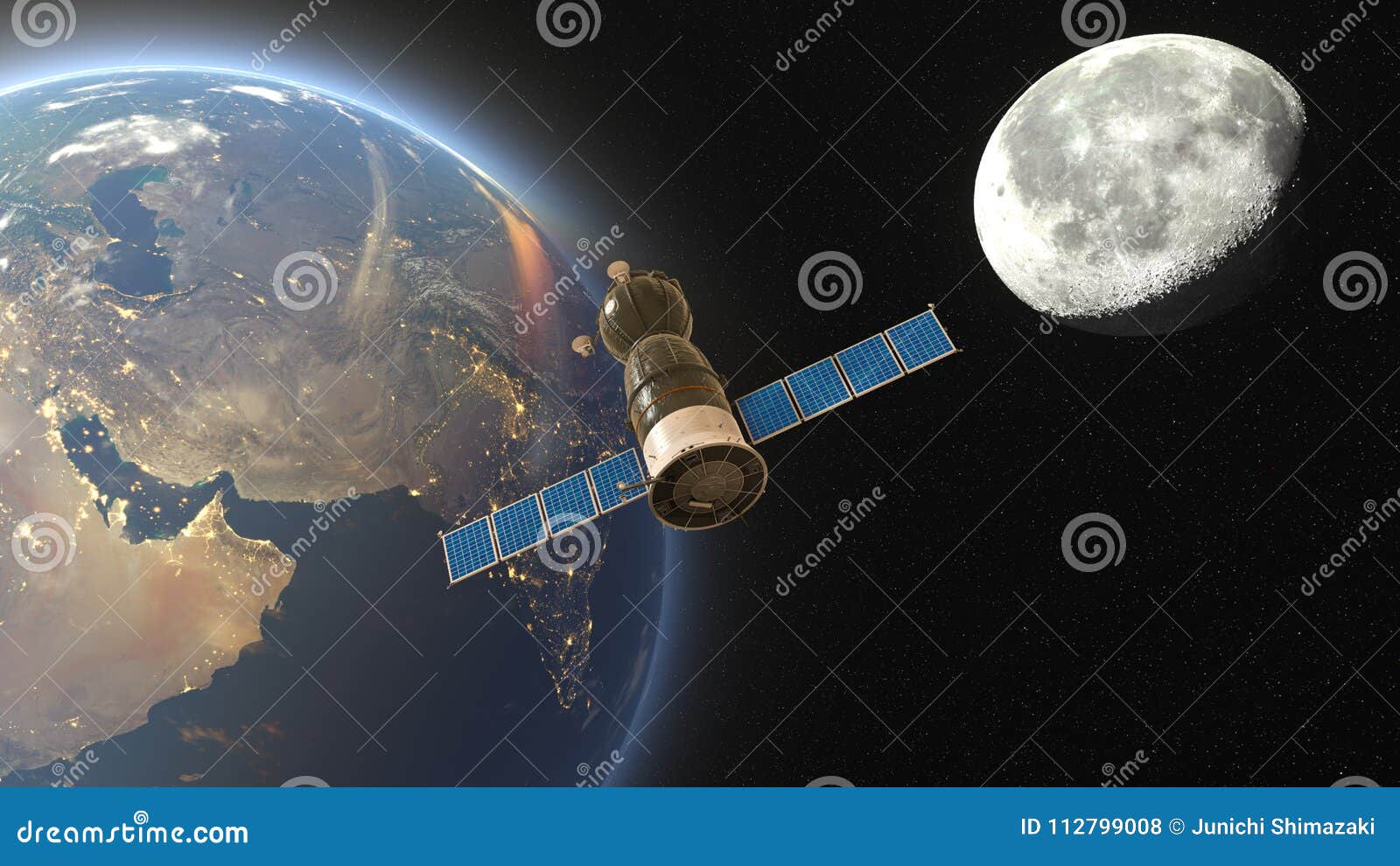 Artificial satellite stock illustration. Illustration of station ...