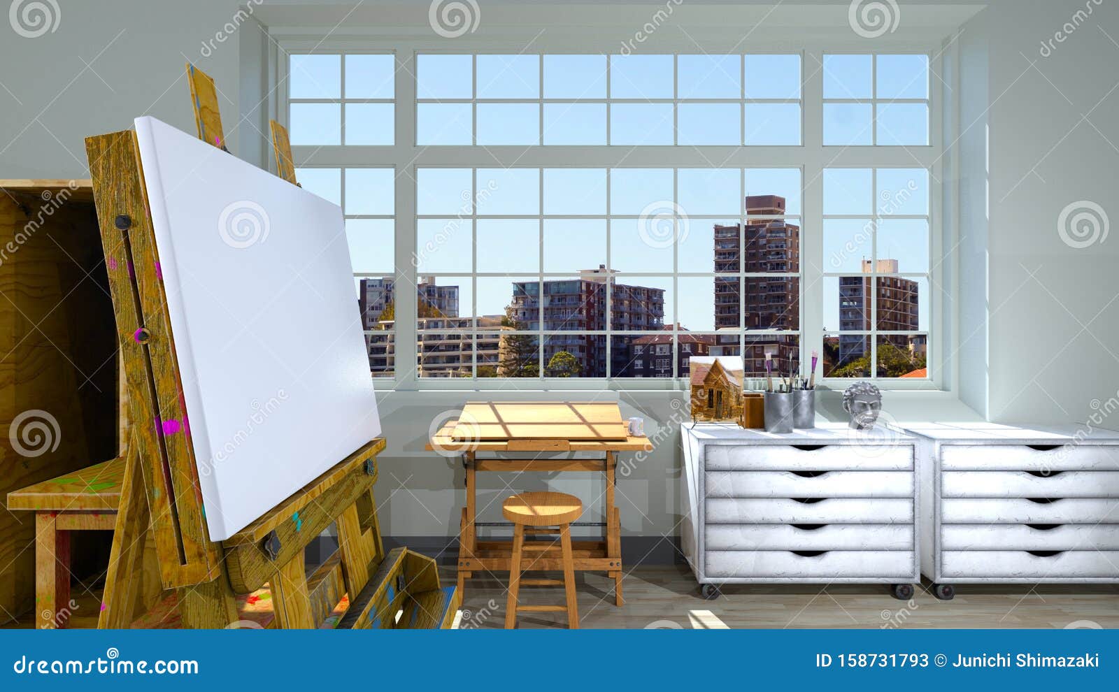 3D CG rendering of Atelier stock image. Image of creation - 158731793