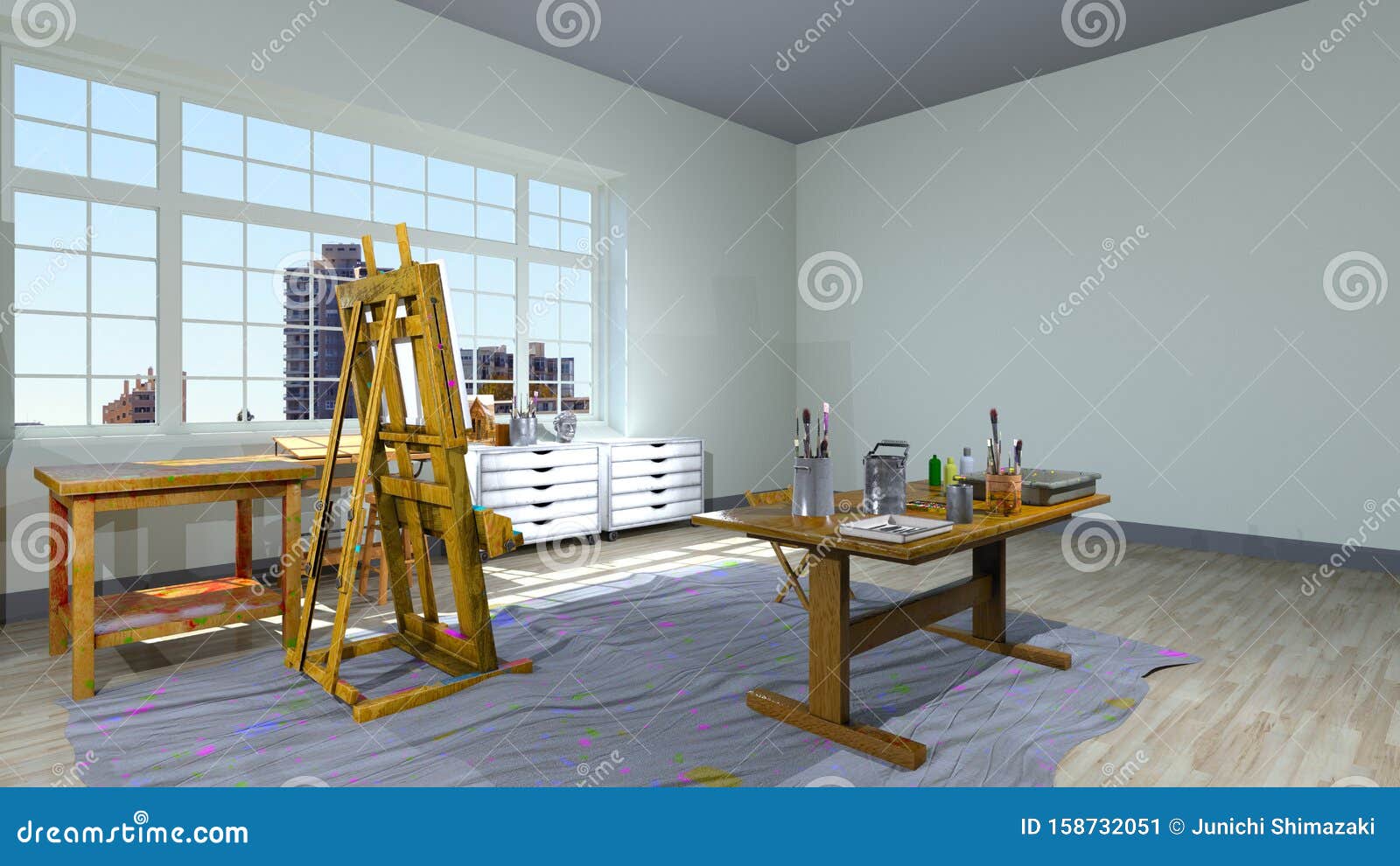 3D CG rendering of Atelier stock image. Image of rendering - 158732051