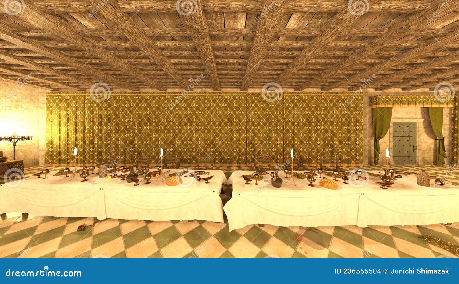 3D CG Rendering of the Banquet Hall Stock Illustration - Illustration ...