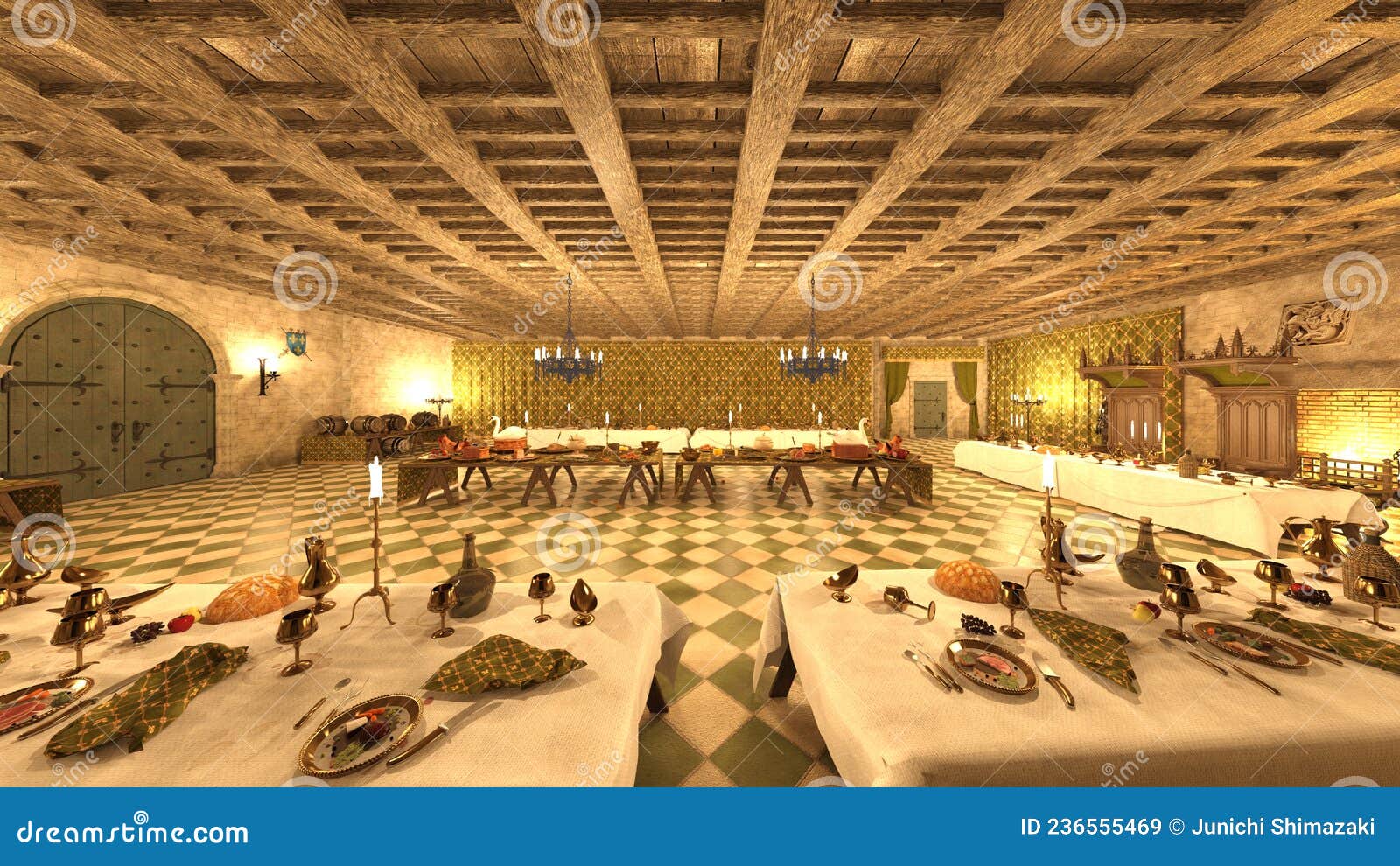 3D Rendering Of The Banquet Hall Stock Image | CartoonDealer.com #373967263