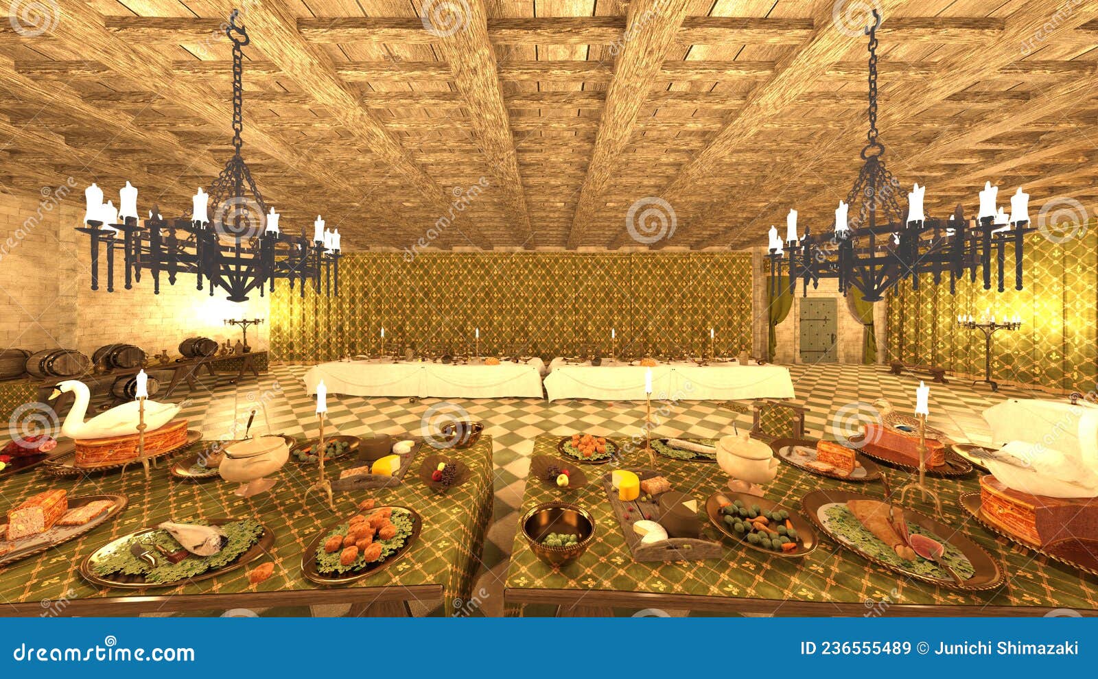 3D CG Rendering of the Banquet Hall Stock Illustration - Illustration ...