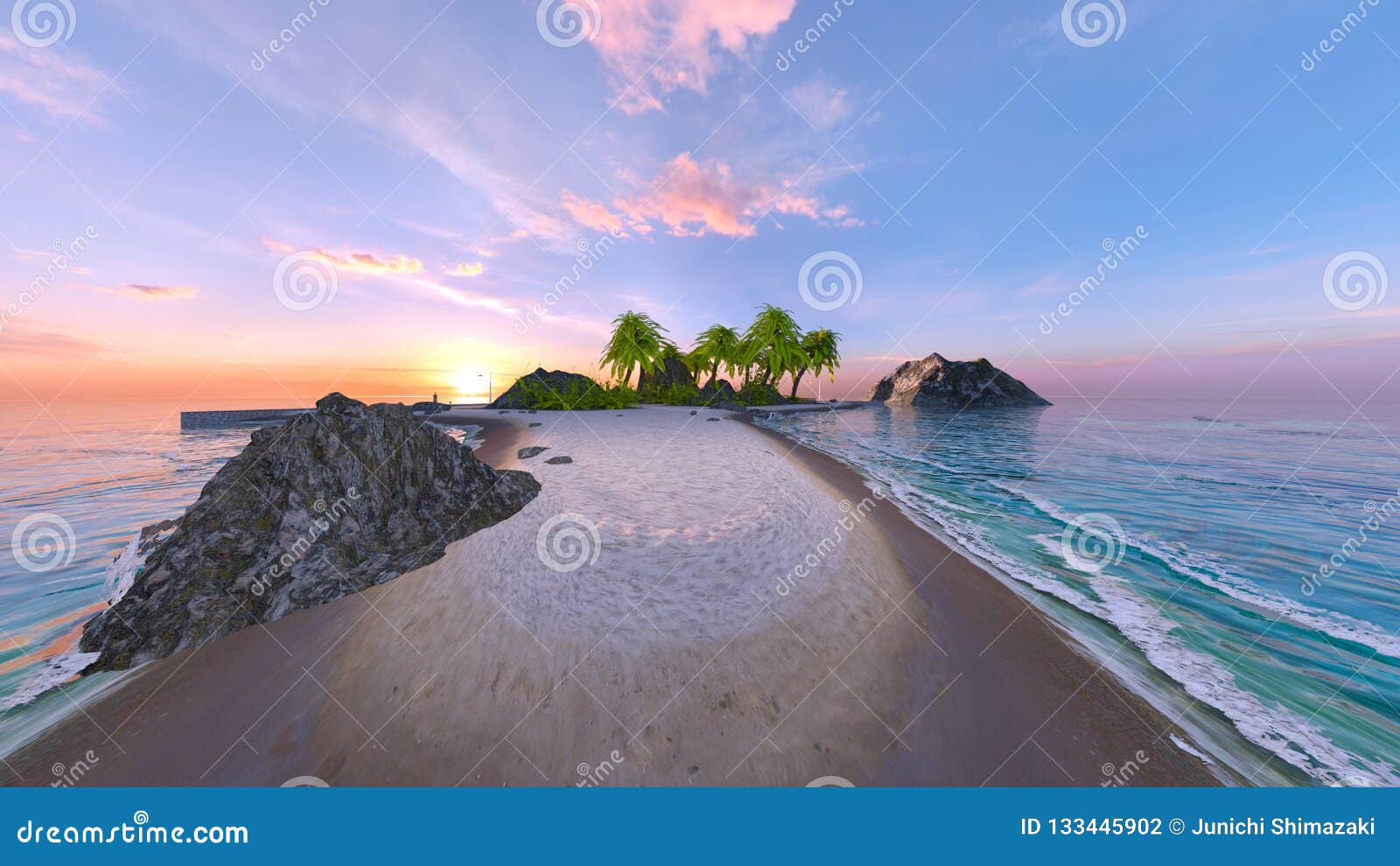 3D CG rendering of Beach stock photo. Image of summer - 133445902