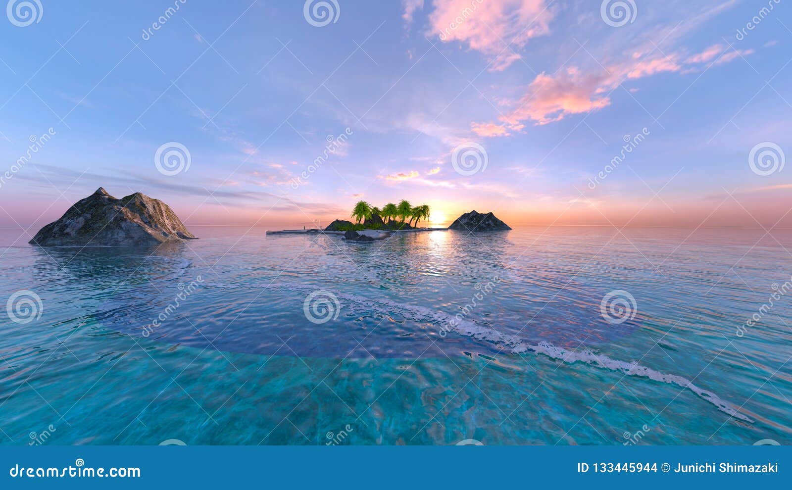 3D CG rendering of Beach stock photo. Image of scenery - 133445944