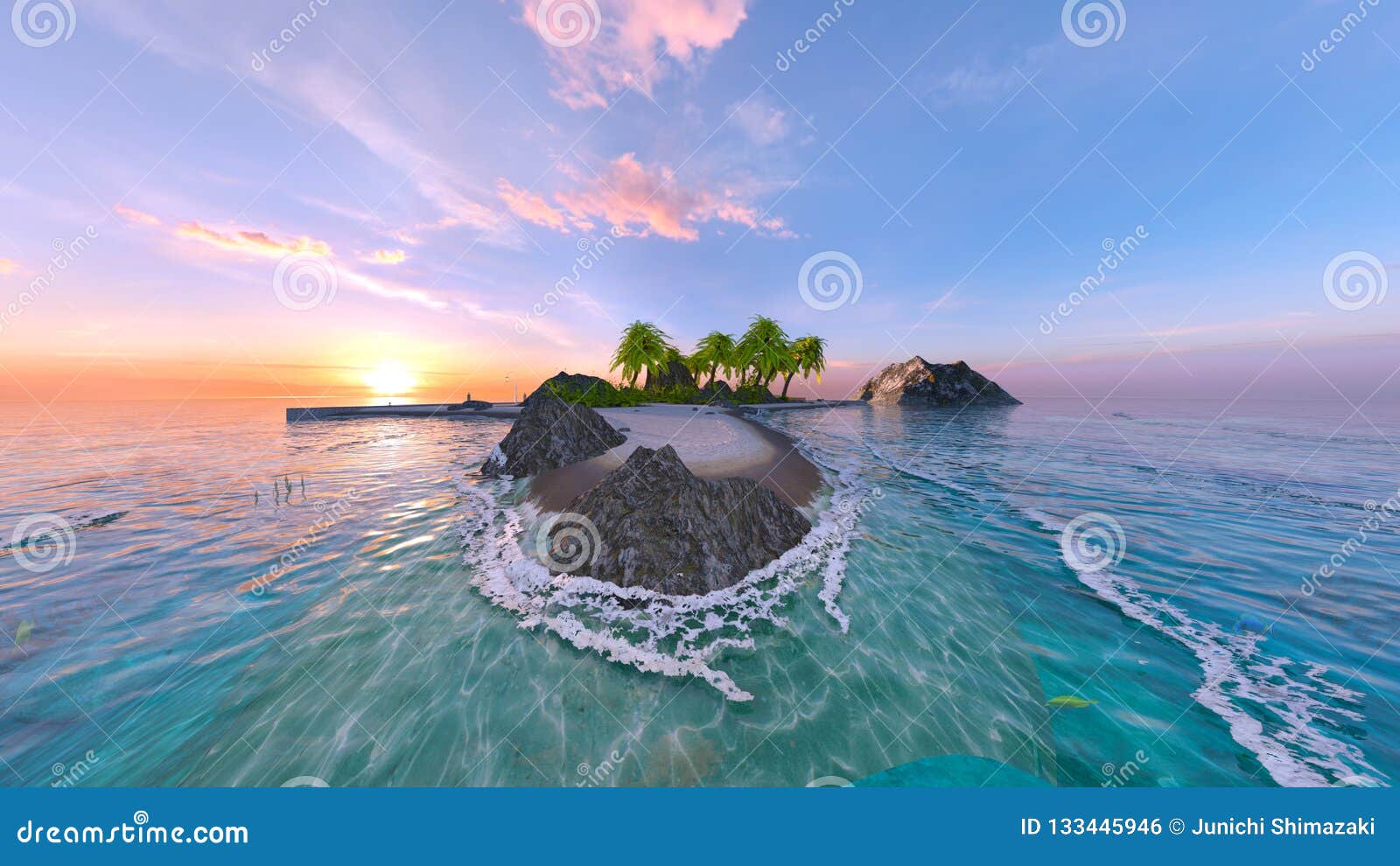 3D CG rendering of Beach stock photo. Image of rendering - 133445946