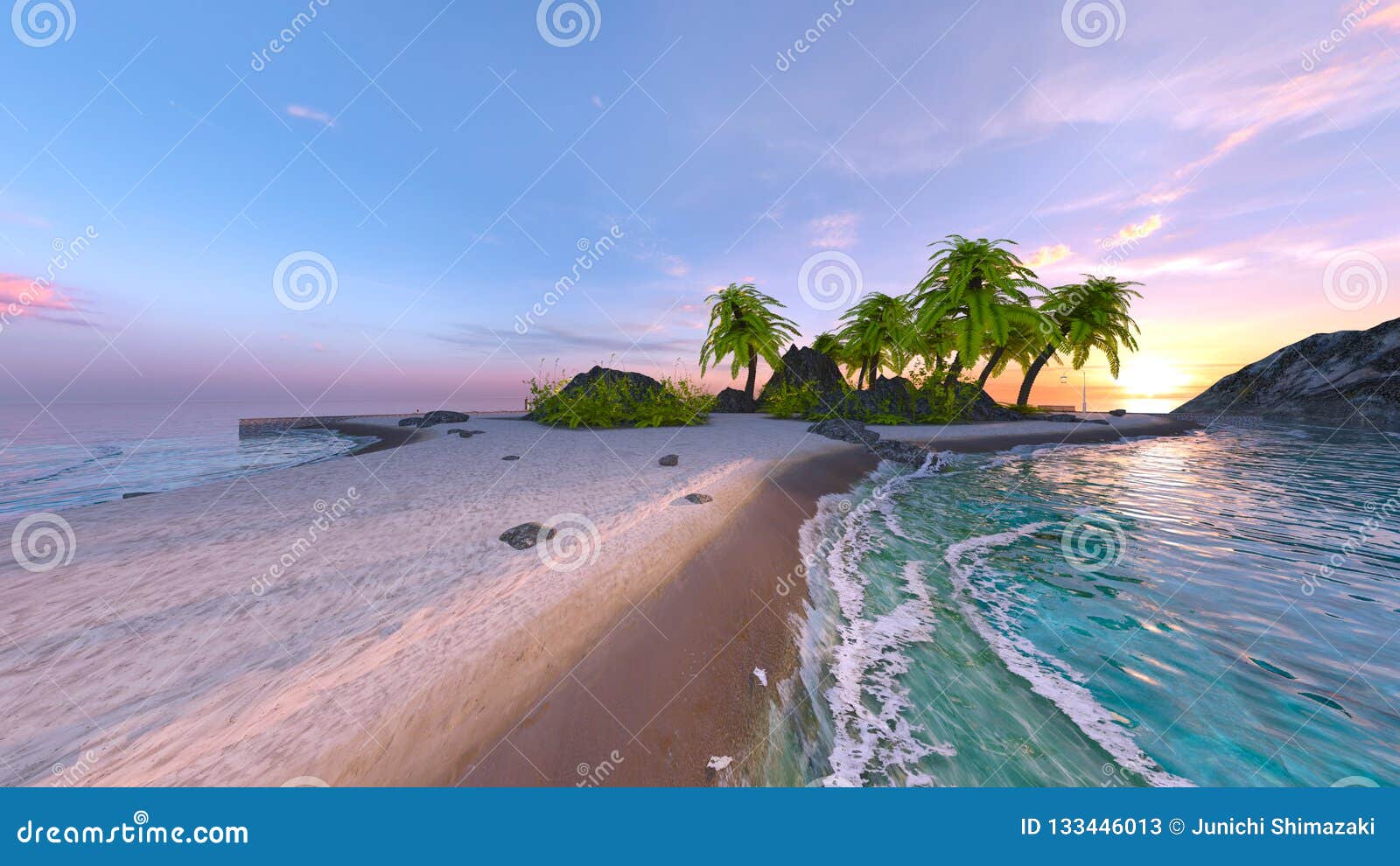 3D CG rendering of Beach stock image. Image of resort - 133446013