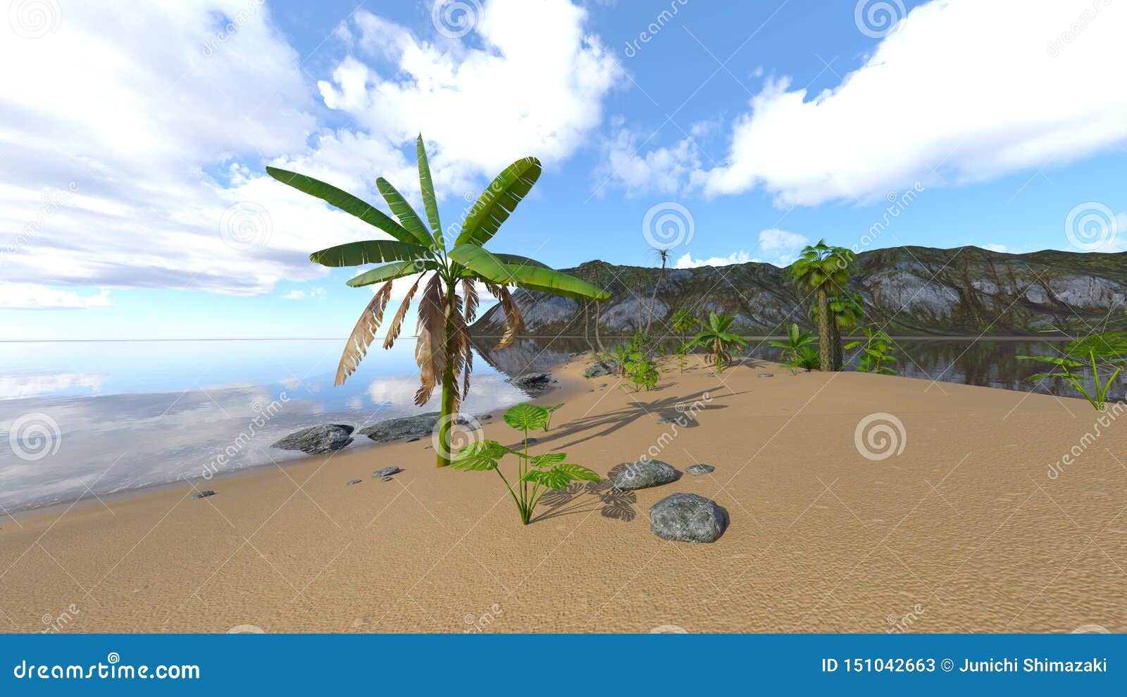 3D CG rendering of Beach stock illustration. Illustration of wave ...