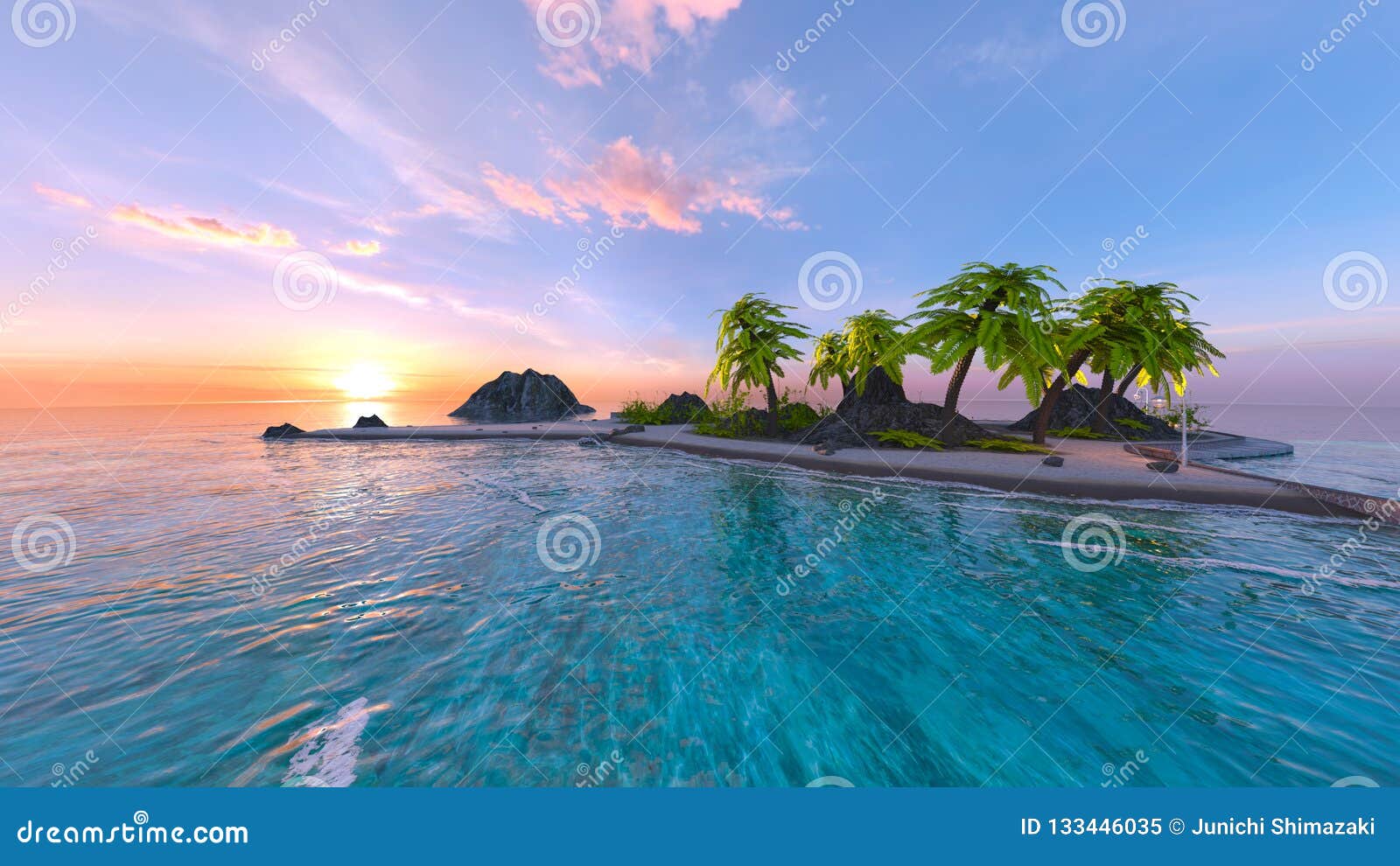 3D CG rendering of Beach stock image. Image of tropical - 133446035