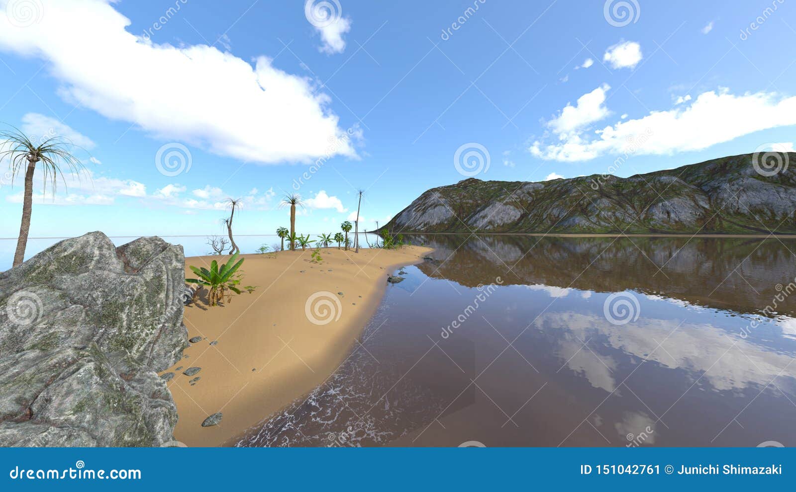 3D CG rendering of Beach stock illustration. Illustration of resort ...