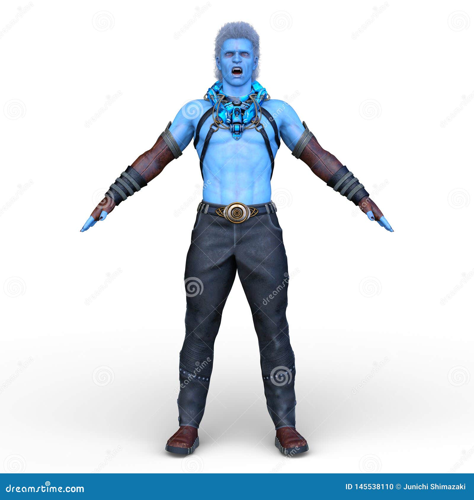 3D CG Rendering of Blue Man Stock Illustration - Illustration of action ...