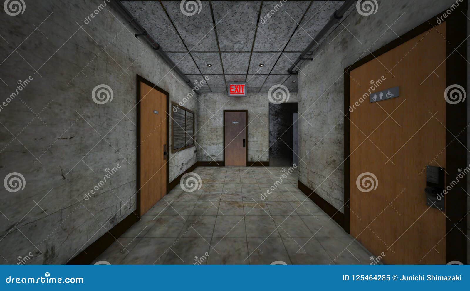 3D CG Rendering of Building Aisle Stock Illustration - Illustration of ...