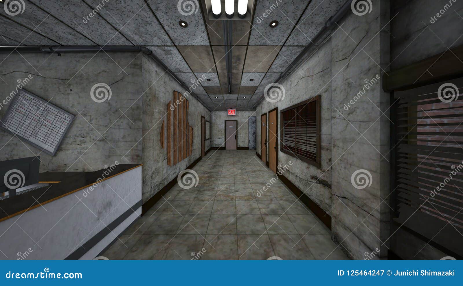 3D CG Rendering of Building Aisle Stock Illustration - Illustration of ...