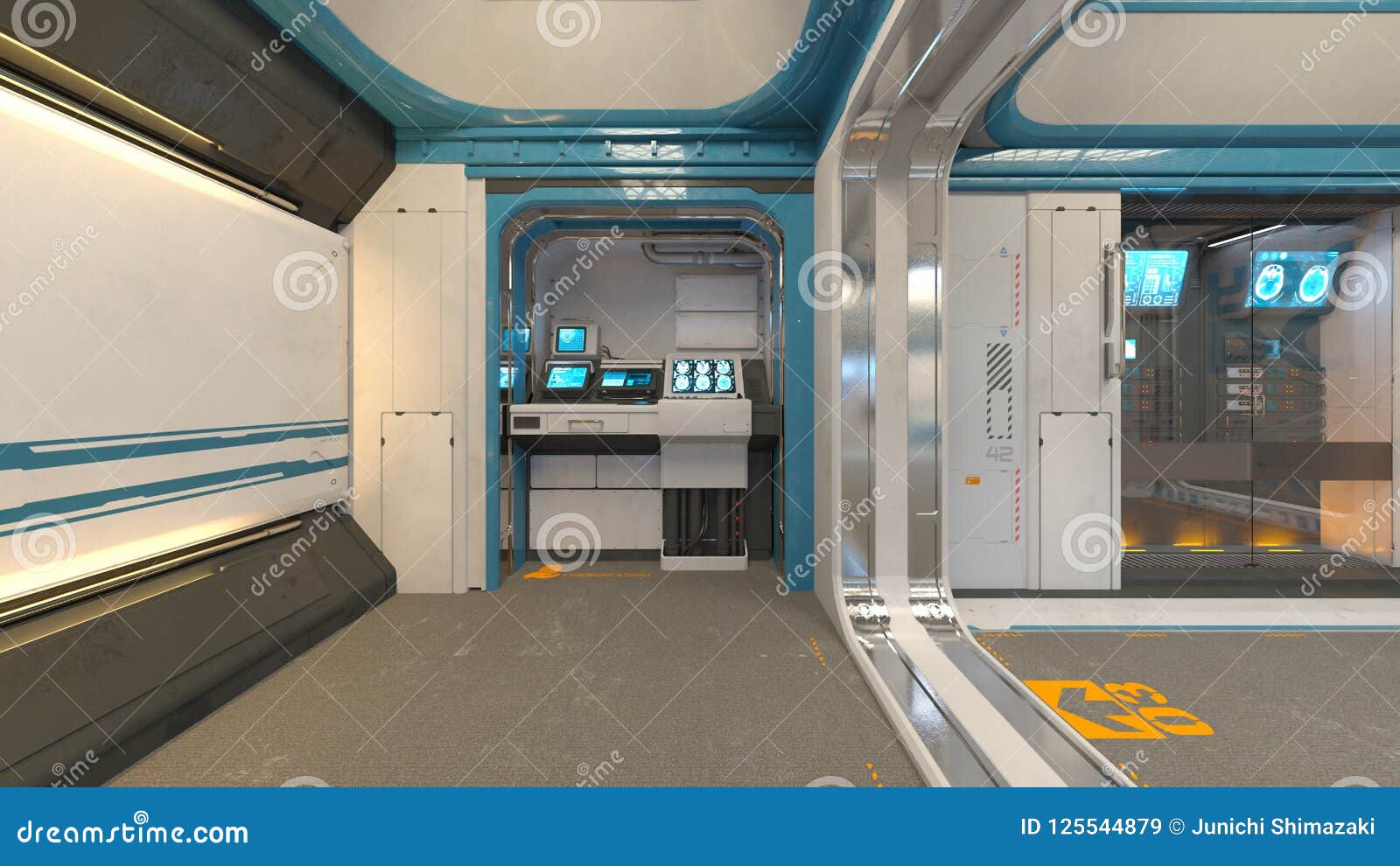 3D CG Rendering of Building Aisle Stock Illustration - Illustration of ...